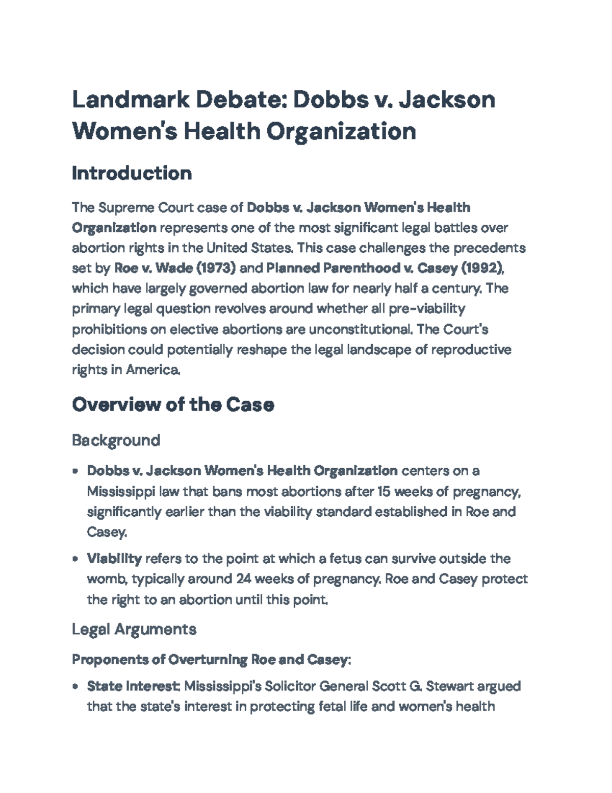 Dobbs v. Jackson Women's Health Organization: Analysis of a Landmark ...