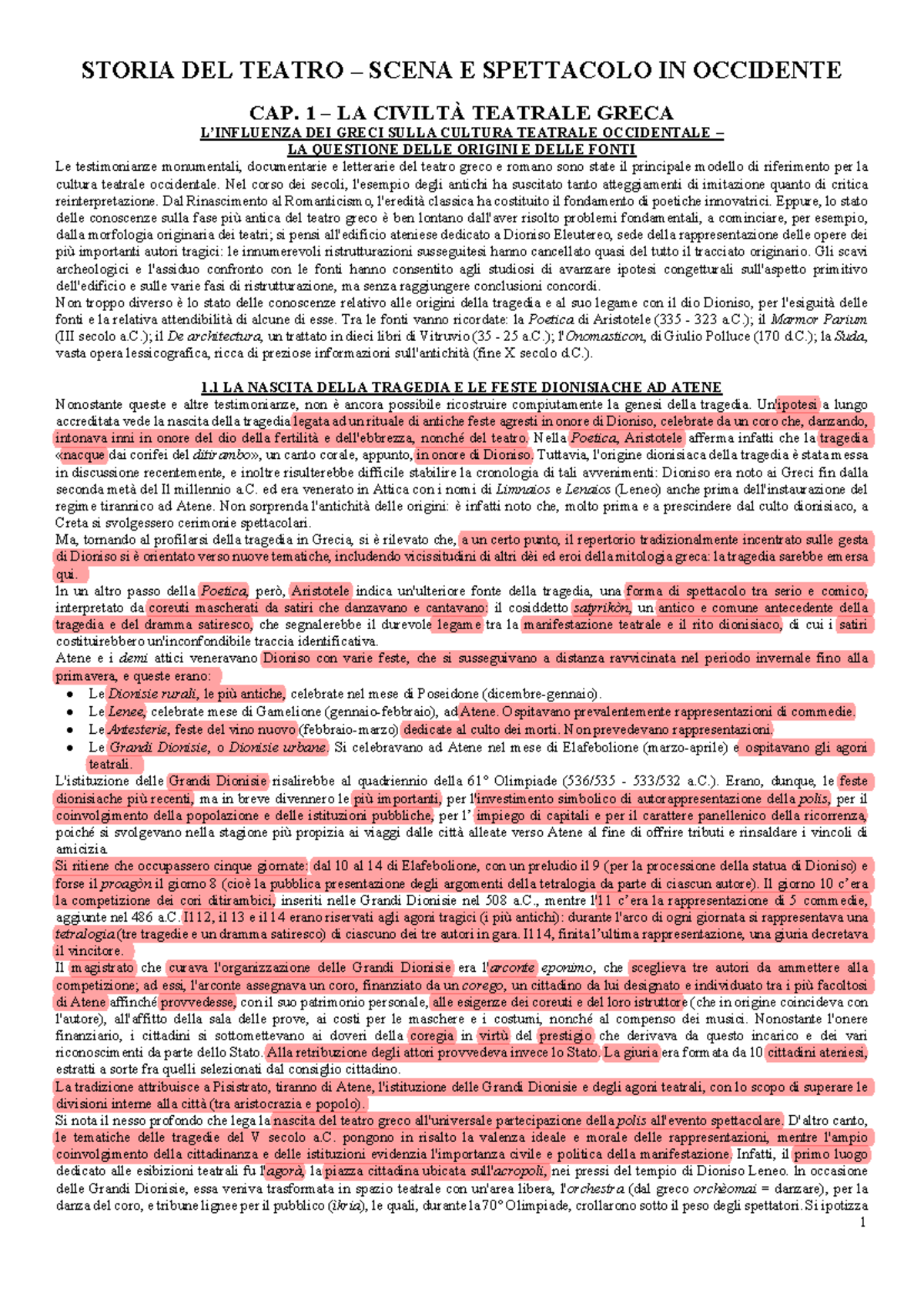 STORIA DEL TEATRO IN OCCIDENTE - CAP. 1: LA CIVILTÀ TEATRALE GRECA ...
