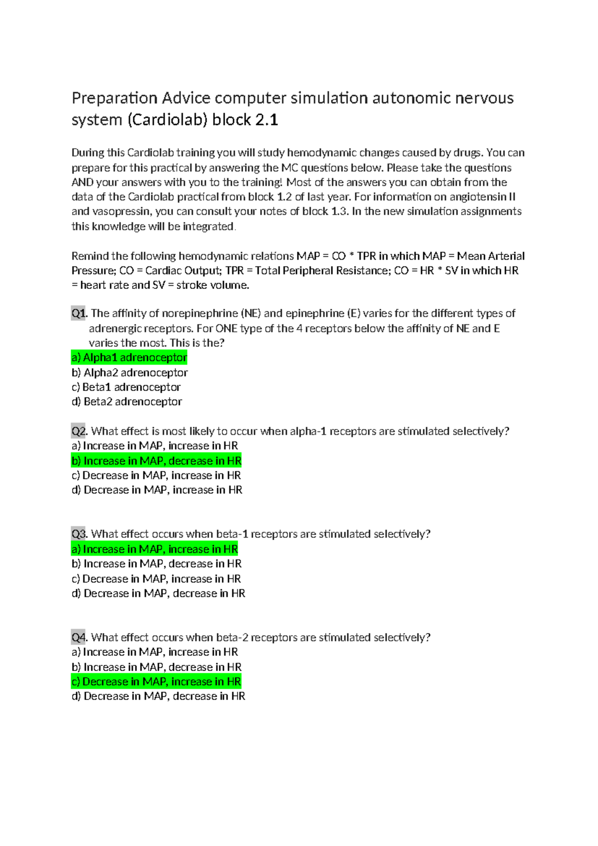 Preparation Advice for Cardiolab Training (Block 2.1) - Studeersnel
