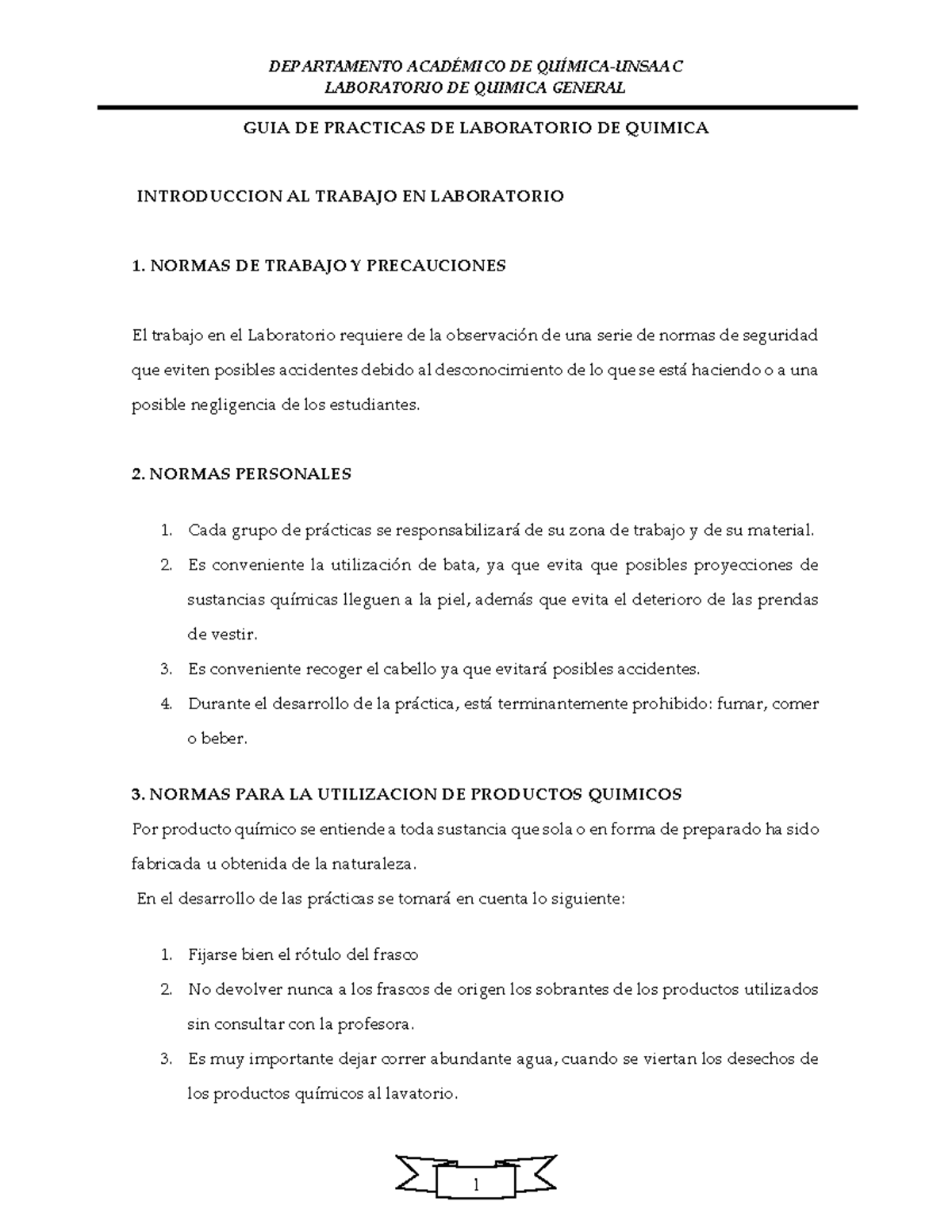 GUIA DE Practicas DE Laboratorio DE Quimica - LABORATORIO DE QUIMICA ...