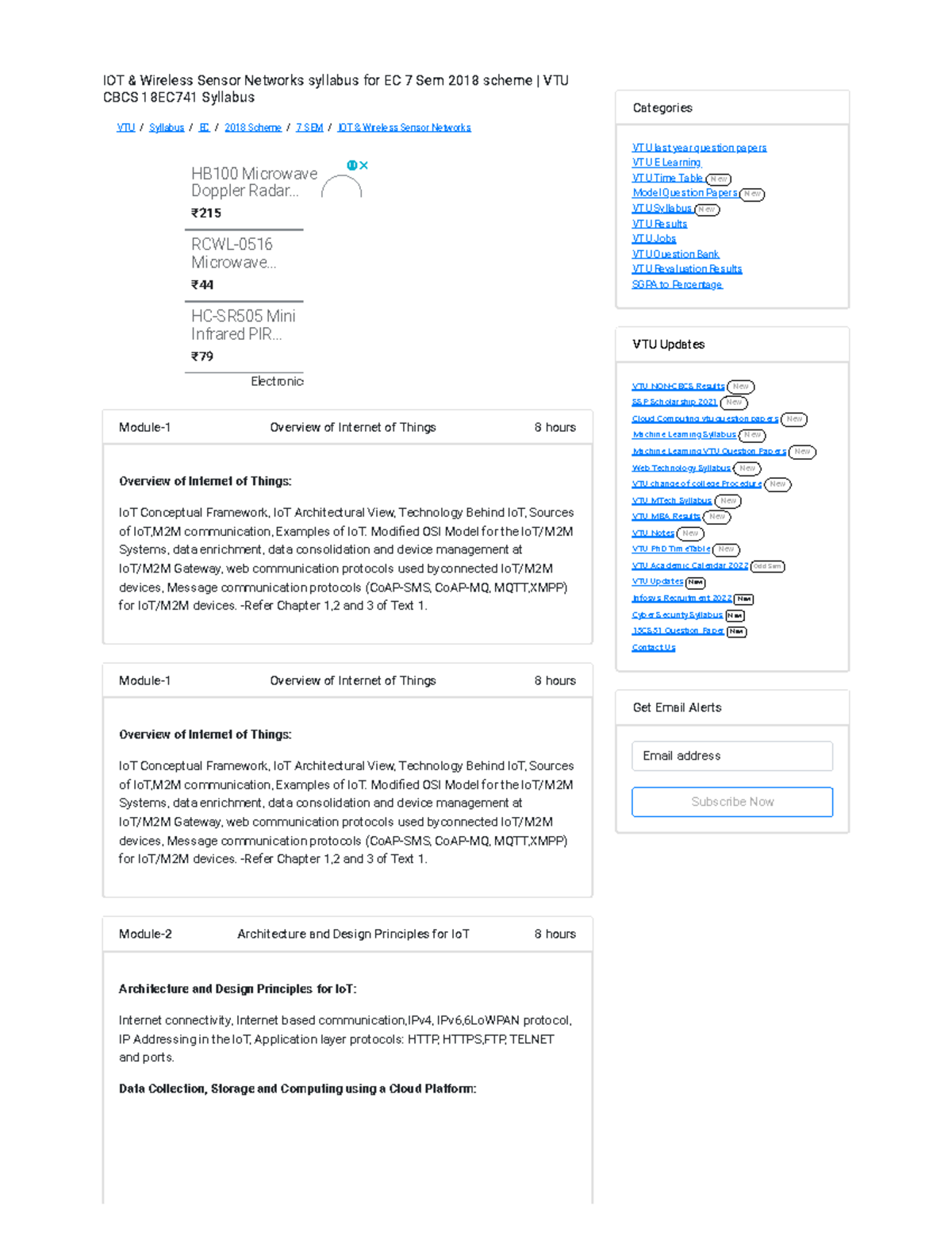 Revised Syllabus for Internet of Things & Wireless Sensor Networks - EC ...