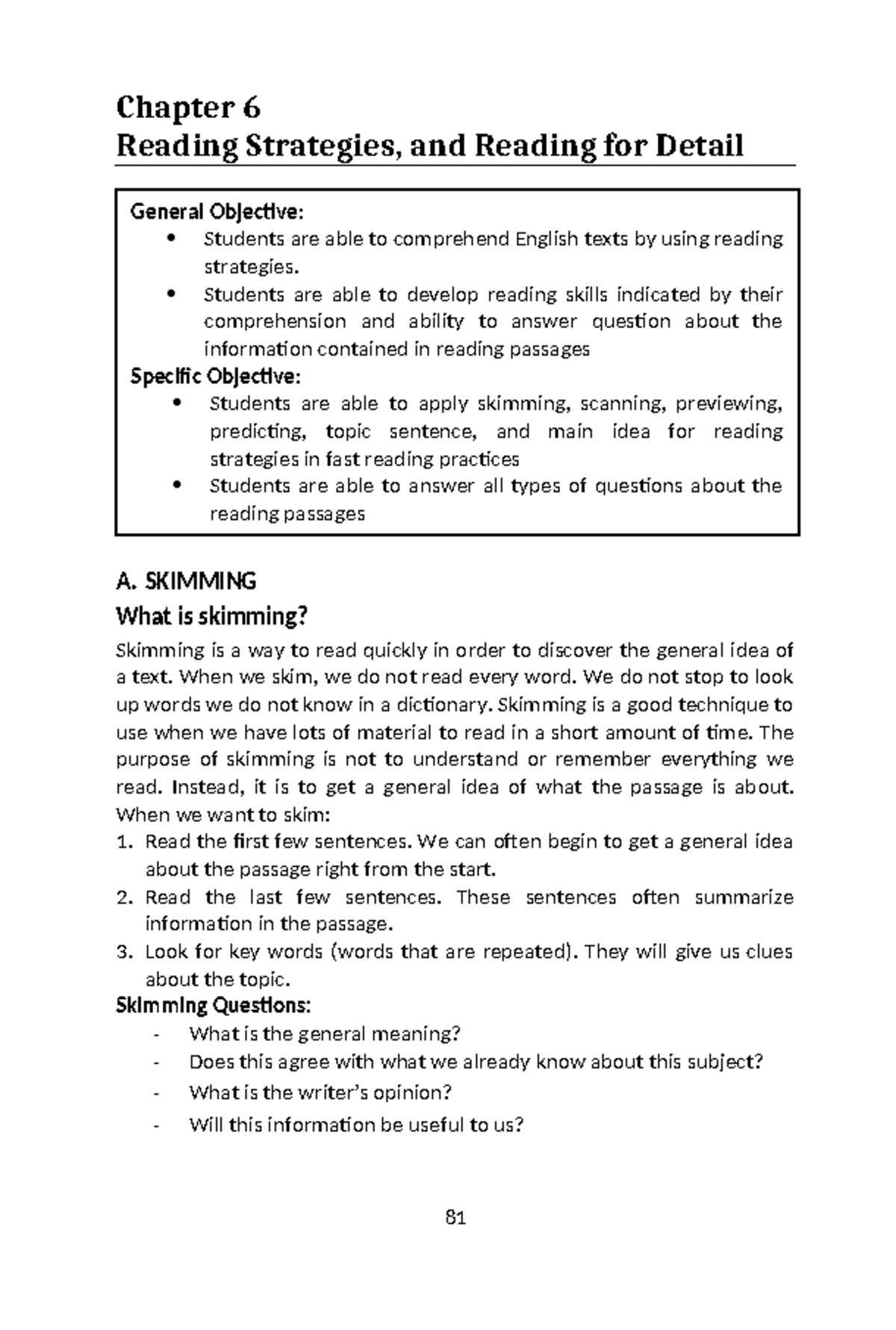 Chapter 6: Effective Reading Strategies for Comprehension and Detail ...
