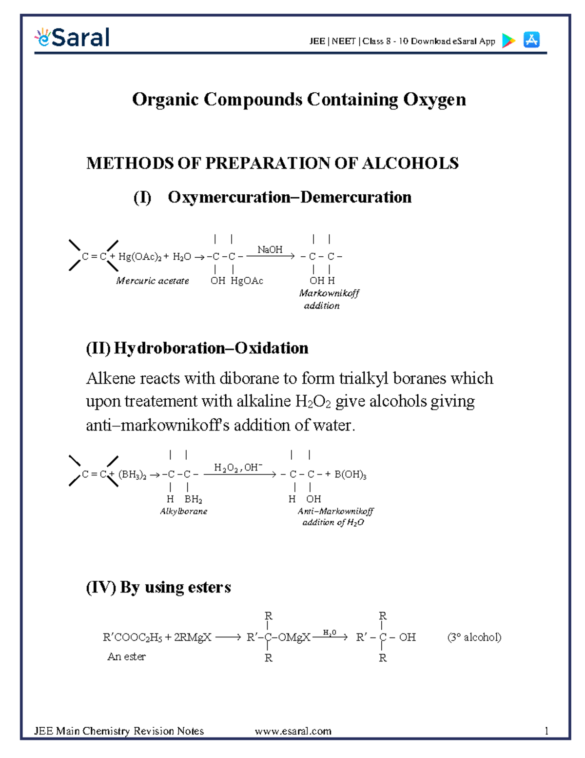 182821-JEE Main Organic Compounds Containing Oxygen Revision Notes ...