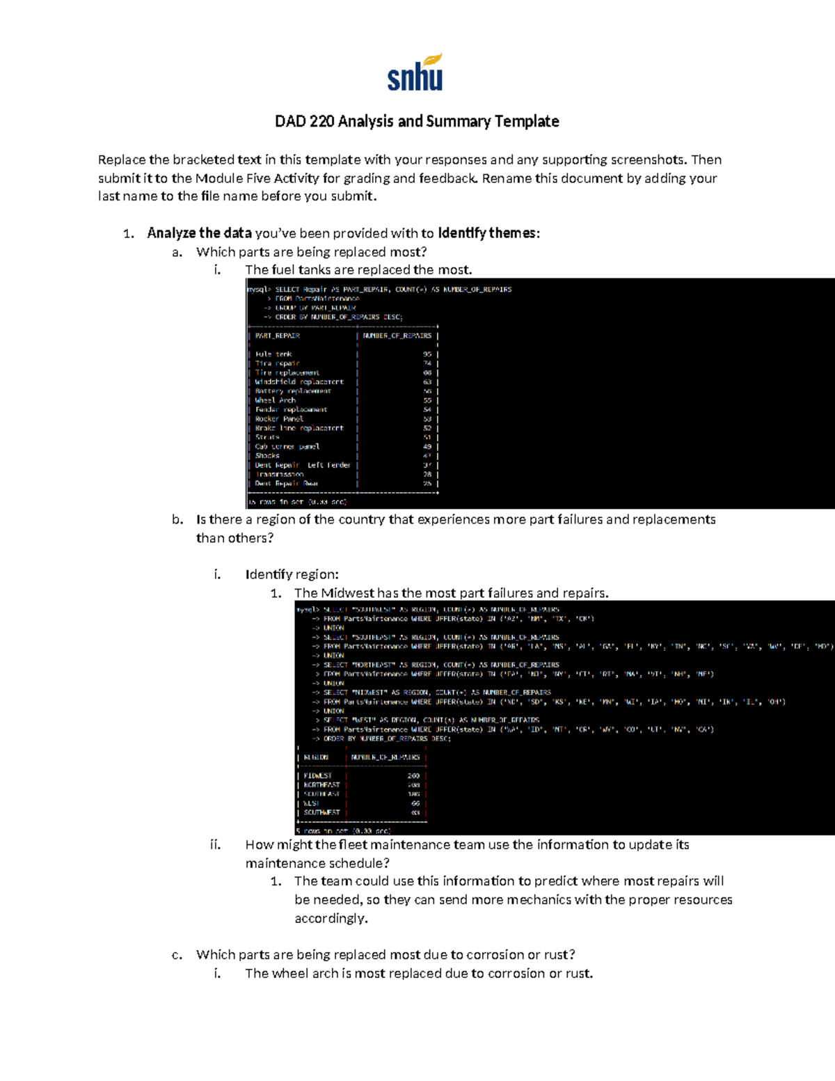 DAD-220 Module 5 Analysis Activity - DAD 220 Analysis and Summary ...