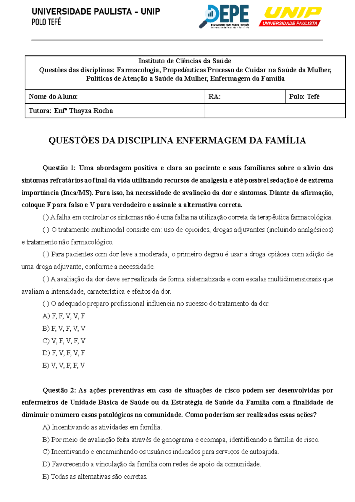 Enfermagem 2021 - Questões Disciplinares sobre Saúde da Mulher - Studocu