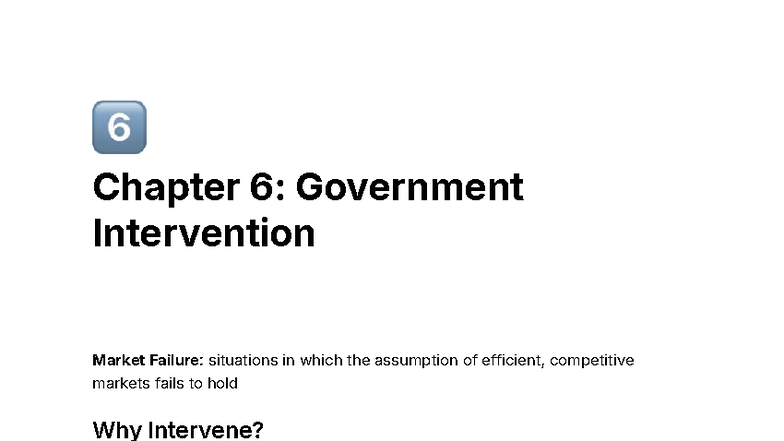 Chapter 6: Government Intervention in Market Failures and Price ...