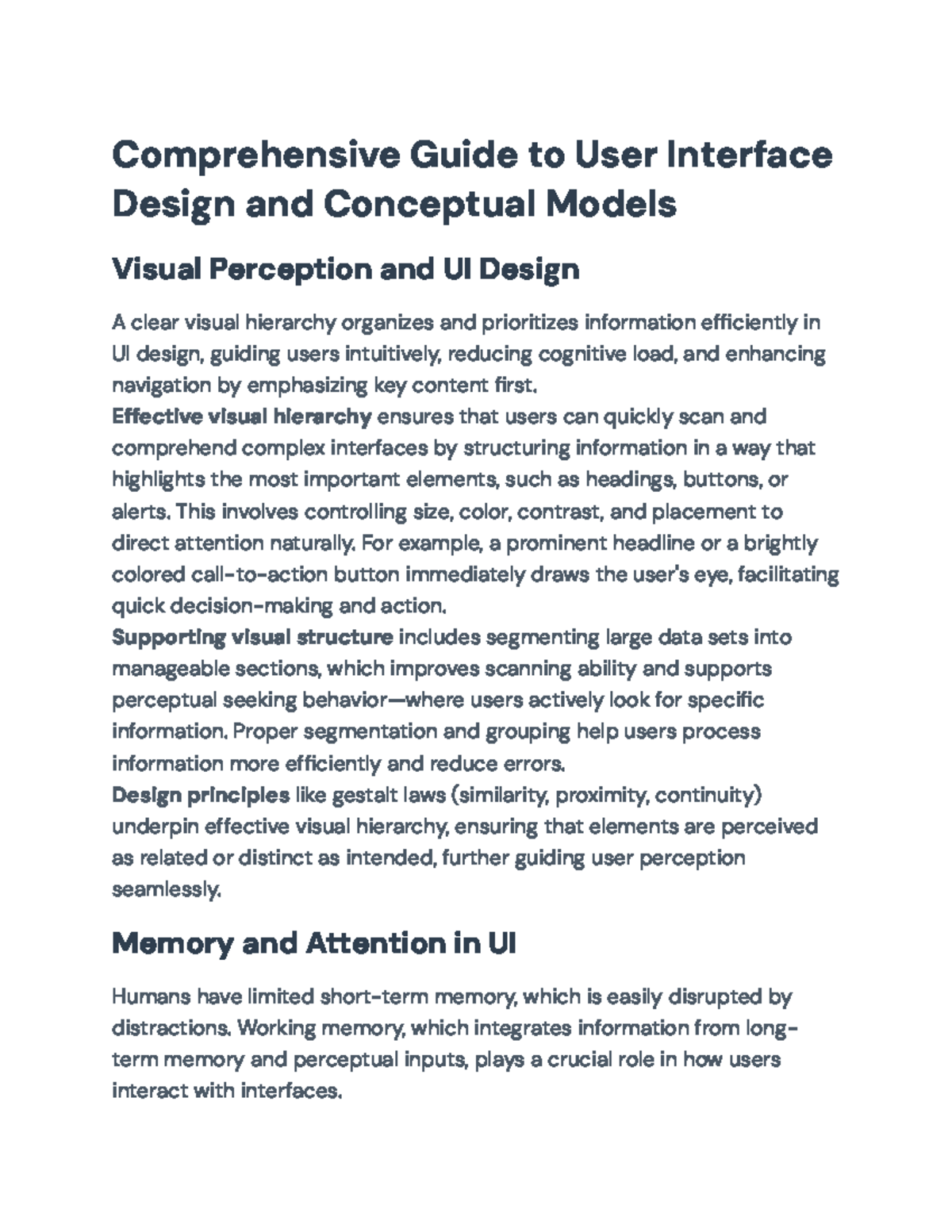 Comprehensive Guide to UI Design & Conceptual Models (CS101) - Studocu