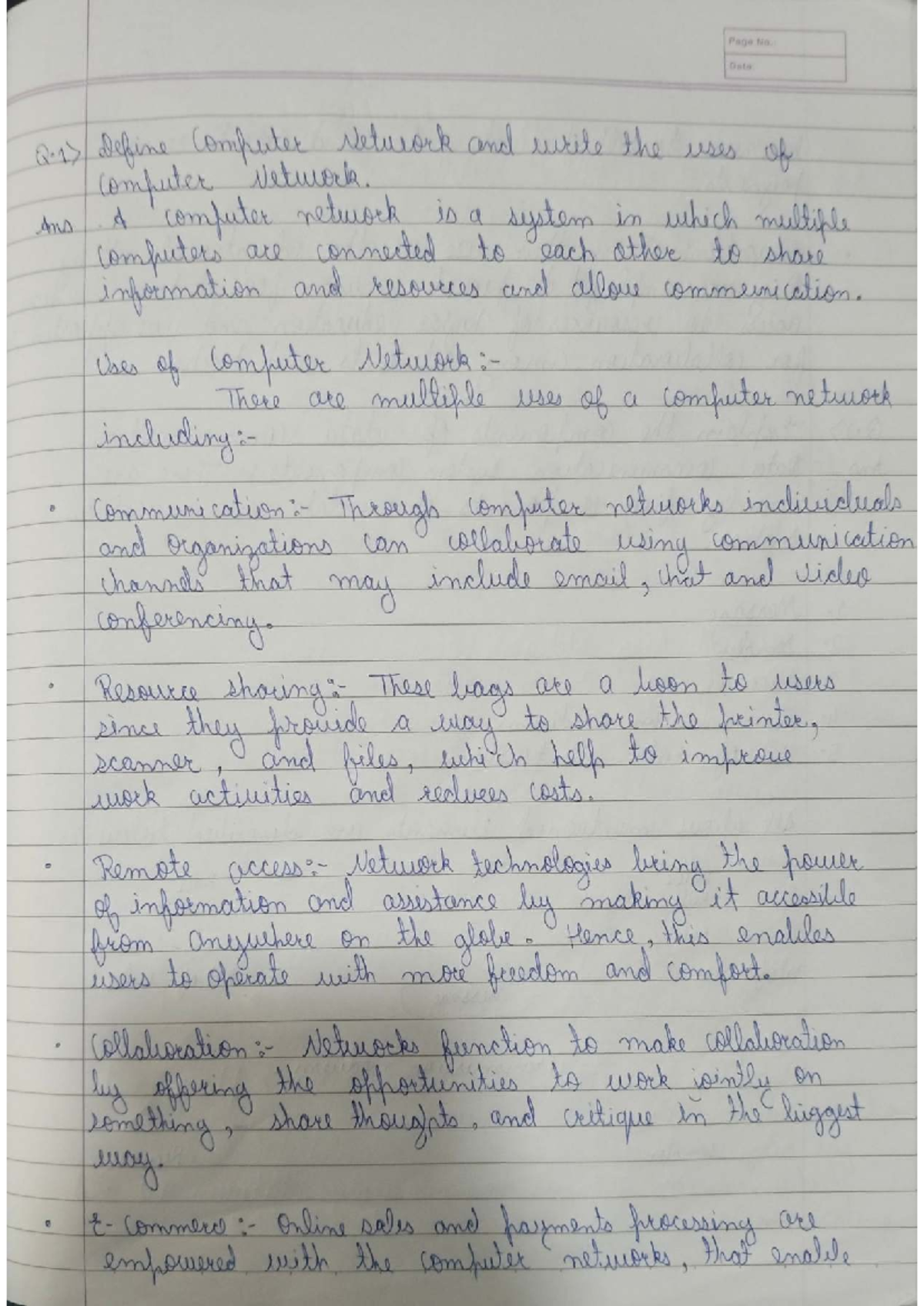 ACN Unit 1: Understanding Computer Networks and Their Uses - Studocu