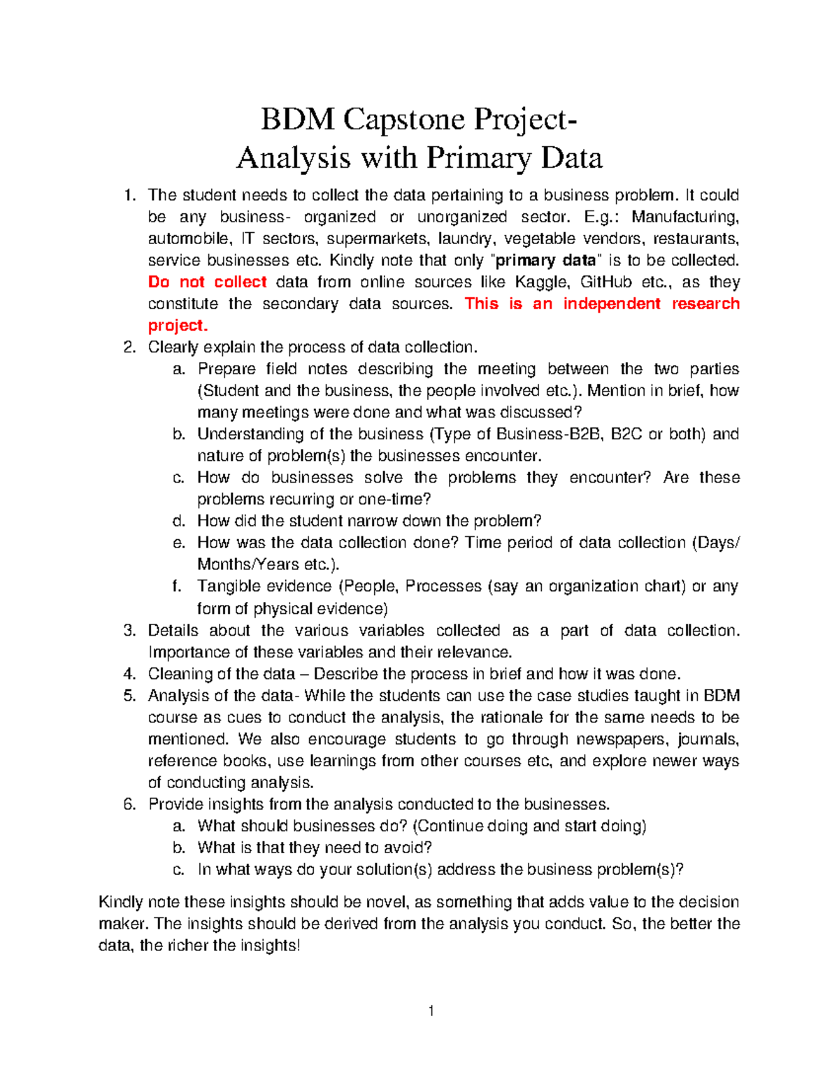 BDM Capstone Project Rubrics: Primary Data Collection & Analysis Guide ...