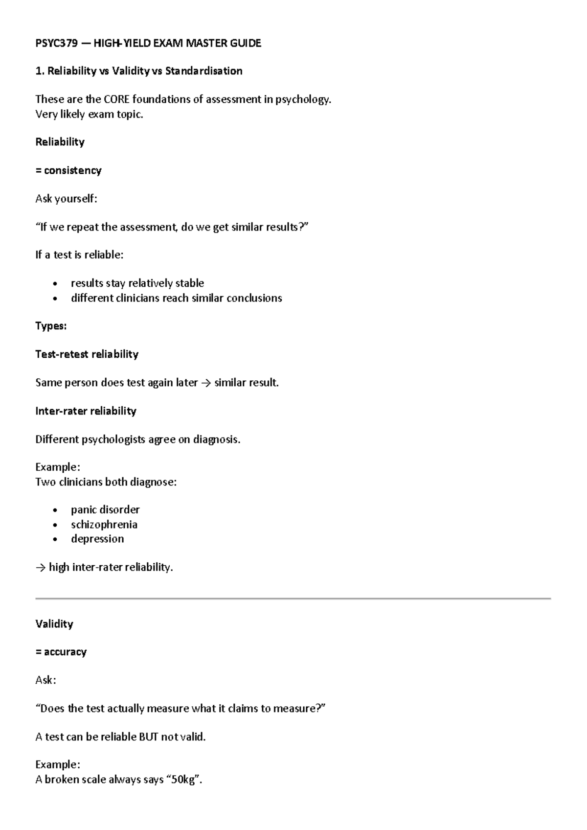 PSYC379 FINAL EXAM MASTER GUIDE: Key Concepts in Psychology Assessment ...