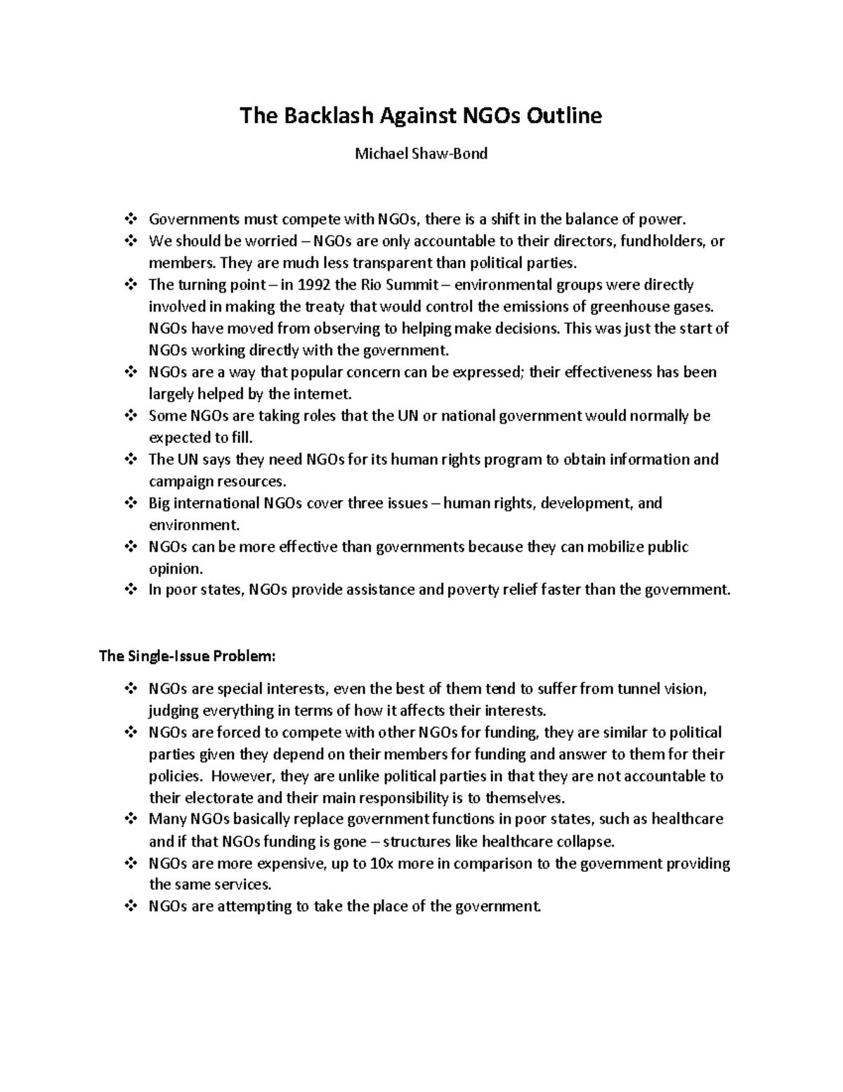 NGOs - Backlash Against NGOs by Shaw-Bond - The Backlash Against NGOs ...