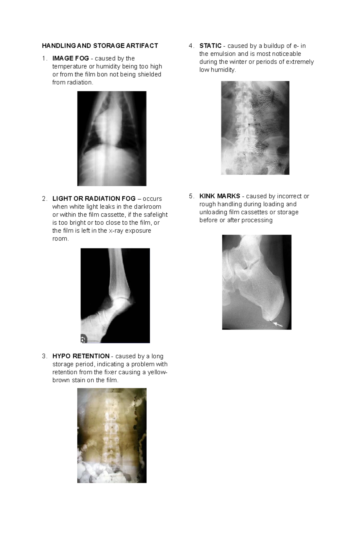 Radiographic Artifacts and Their Handling - Notes for HAGHAGH123 - Studocu