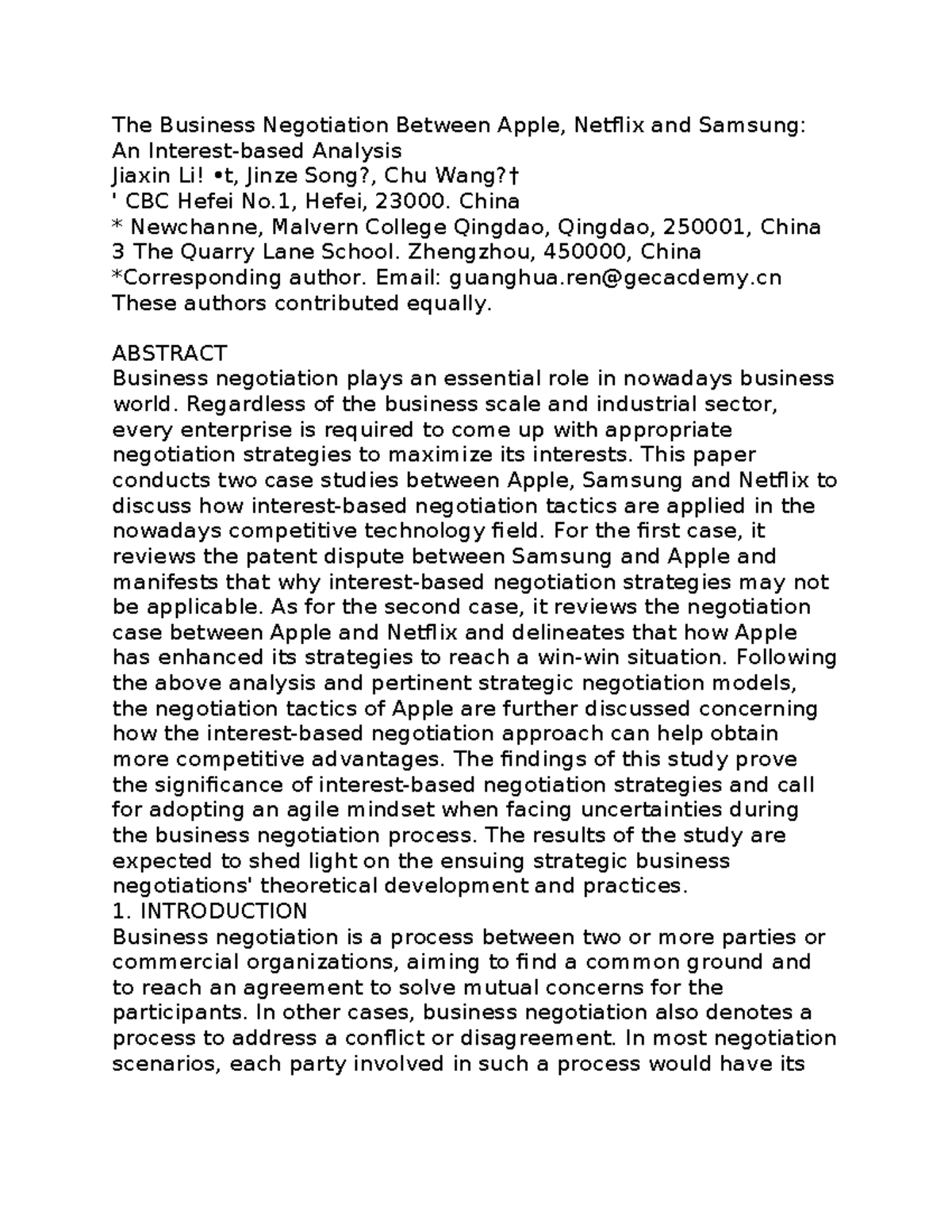 Case Study: Interest-based Business Negotiation of Apple, Netflix ...