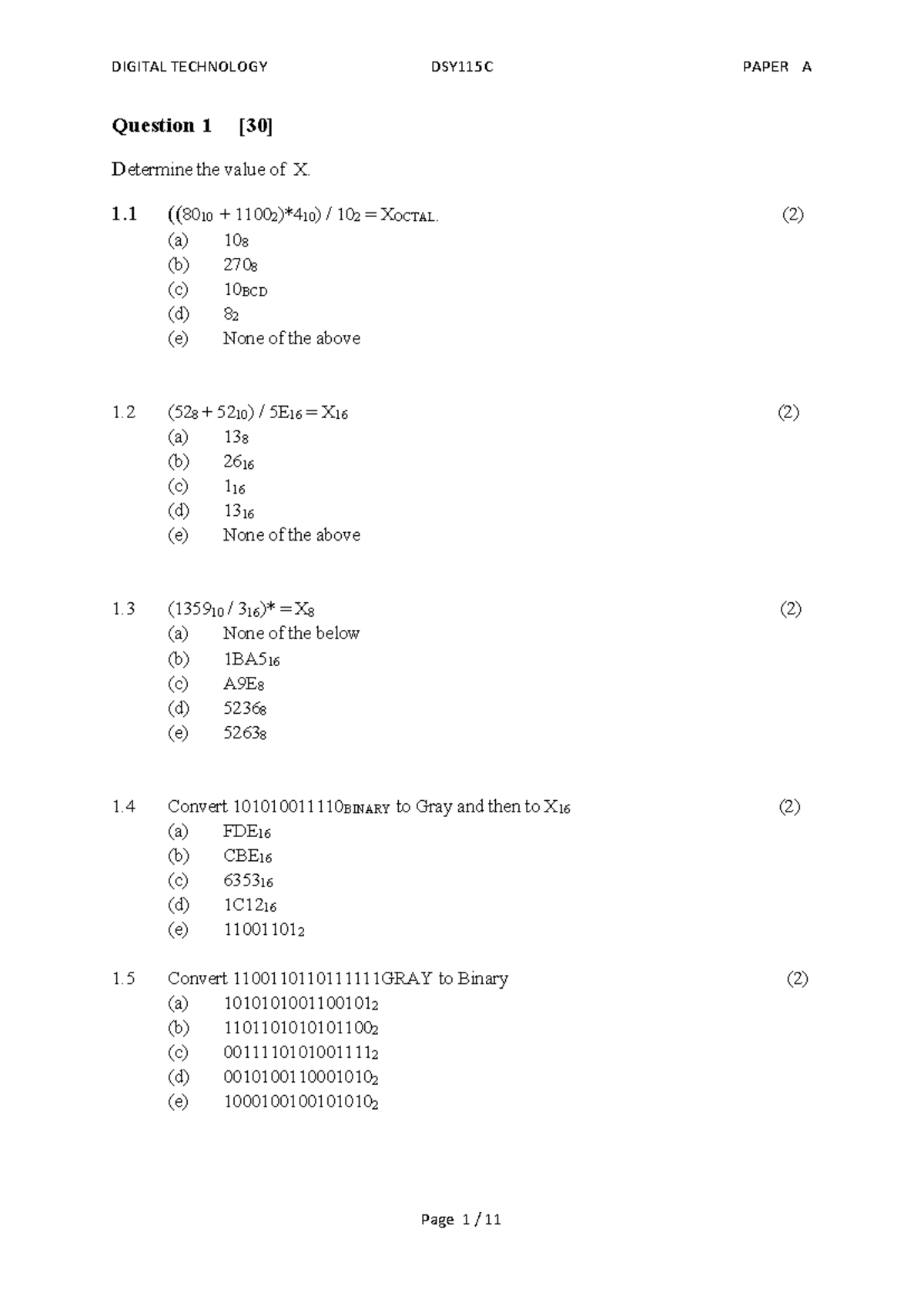 DSY115C Sem 2 2018 Digital Technology Exam Paper A - Studocu