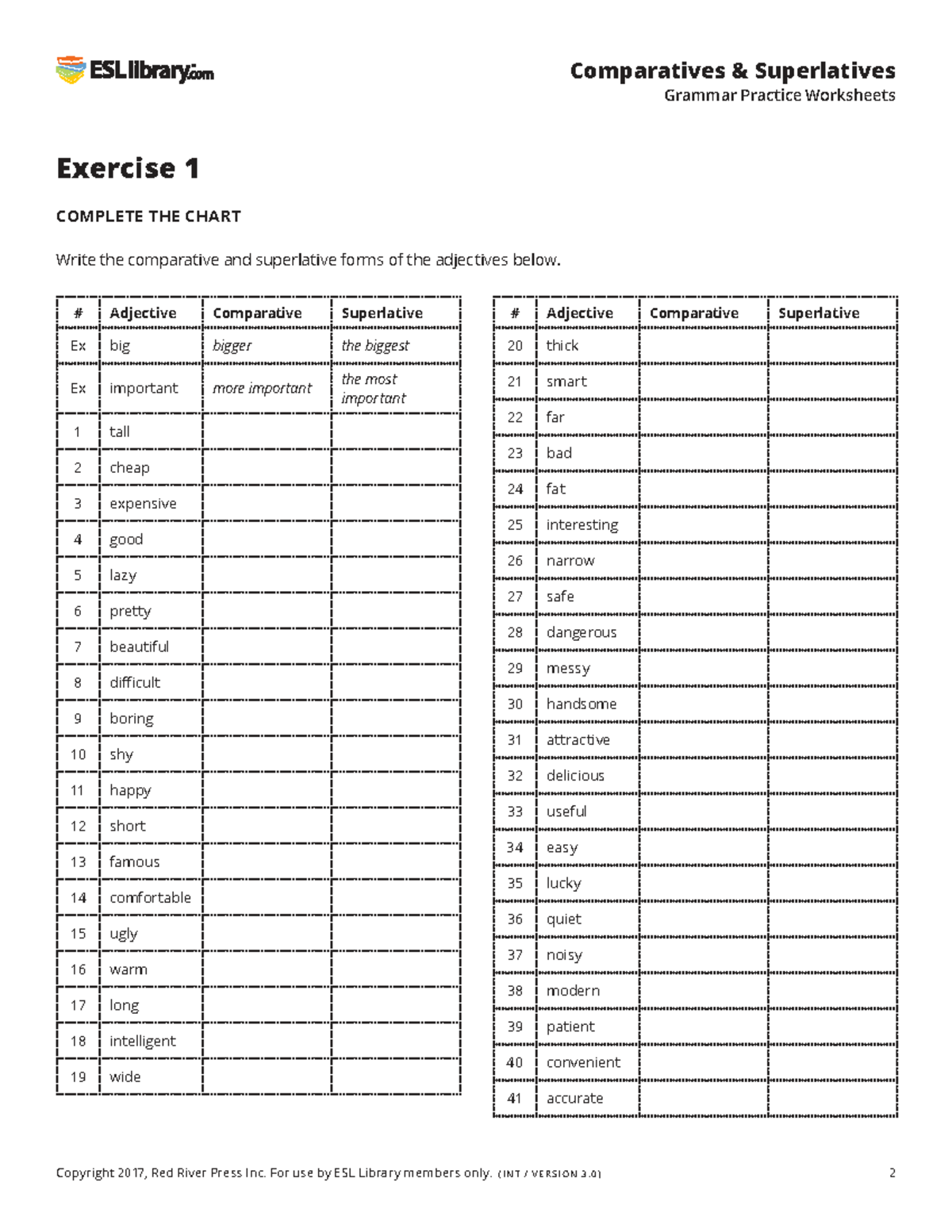 Comparatives & Superlatives Grammar Practice Worksheets - ESL - Studocu