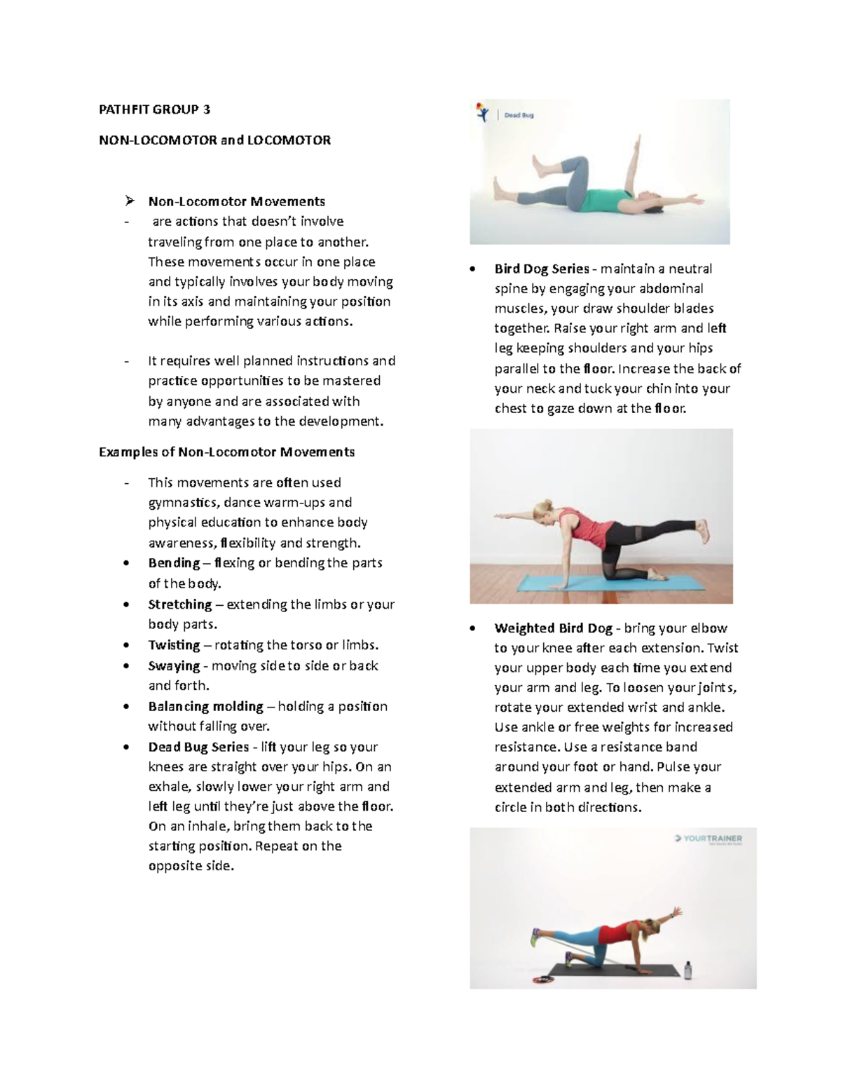 PATHFIT GRP 3: Understanding Locomotor Movements & Exercises - Studocu