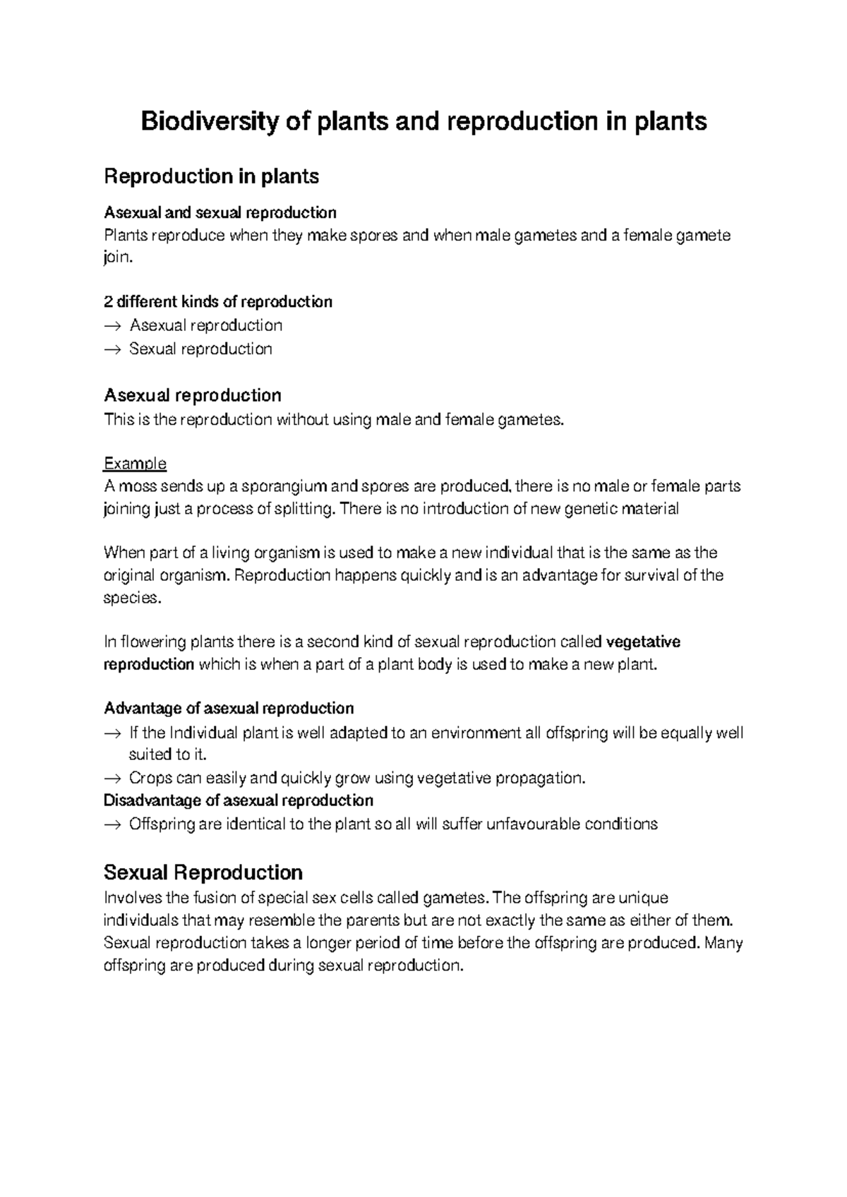 Biodiversity and Reproduction in Plants: A Study on Asexual & Sexual ...