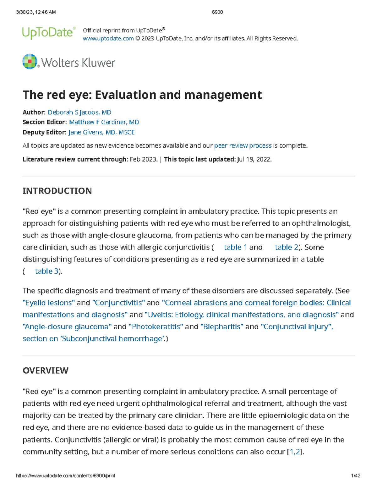 6900 Red Eye Evaluation and Management: Clinical Guidelines - Studocu