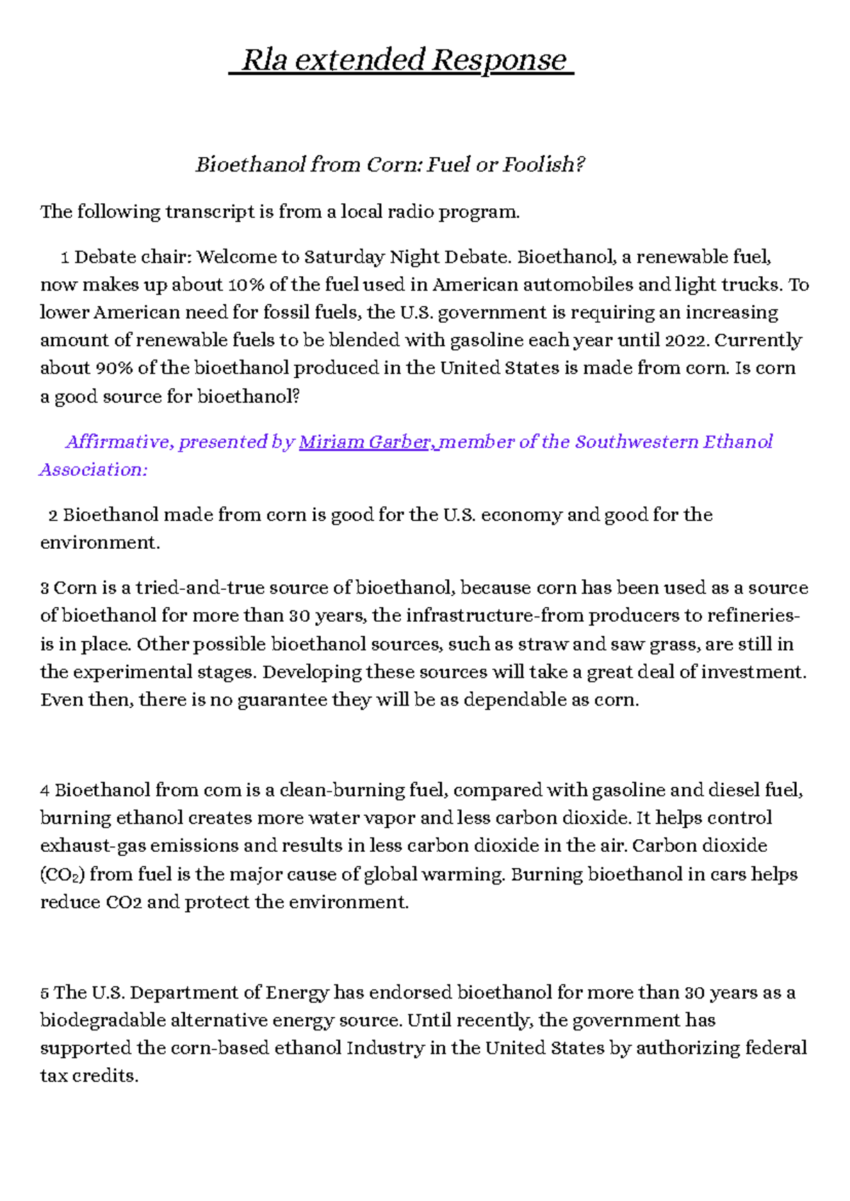 Bioethanol from Corn: Economic and Environmental Debate Overview - Studocu