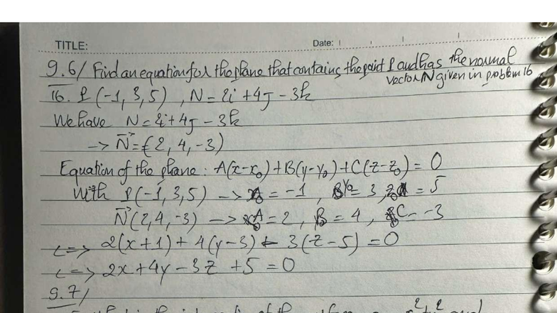 Title: MATH 2415: Plane Equations and Vector Functions Analysis - Studocu