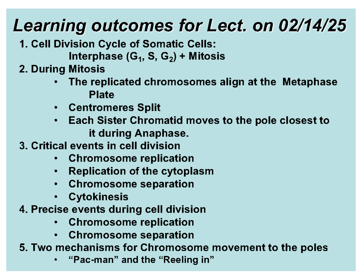 Meiosis and Genetic Variation: Outline for Lecture on 02/19/25 ...