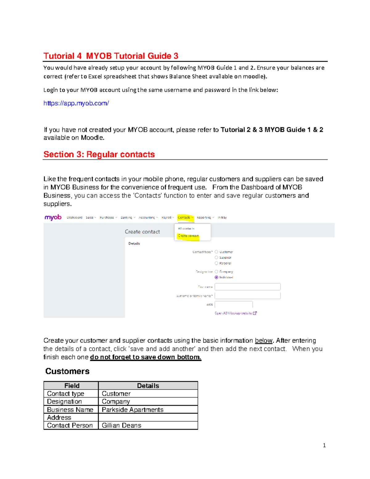 Tutorial 4 MYOB Tutorial Guide 3 - Sales - Tutorial 4 MYOB Tutorial Guide 3 You would have ...