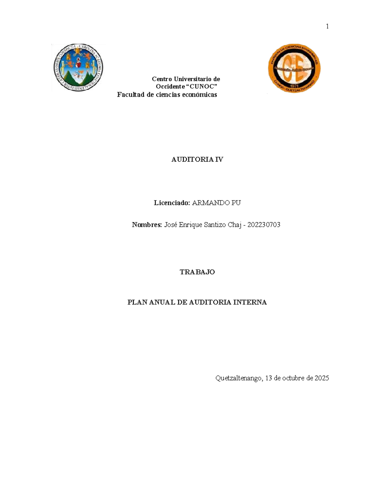 Plan Anual de Auditoría Interna 2026 - Uniform Retrofut, S.A. - Studocu