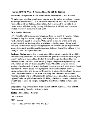 Updated SOAP Note for iHuman Week 2 NR601: Intermittent Chest Pain Case ...