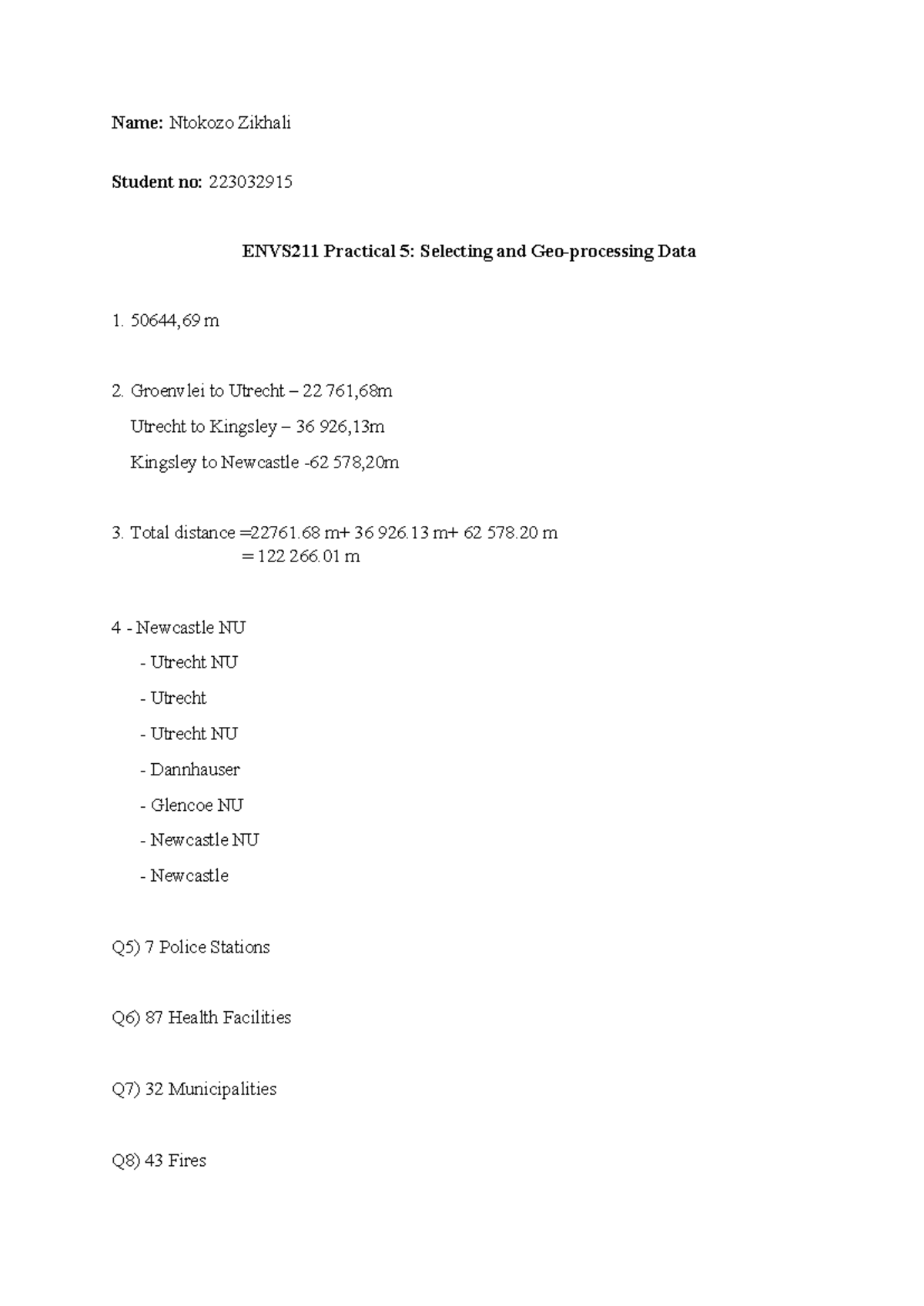 ENVS211 Practical 5: Data Selection and Analysis Report - Studocu