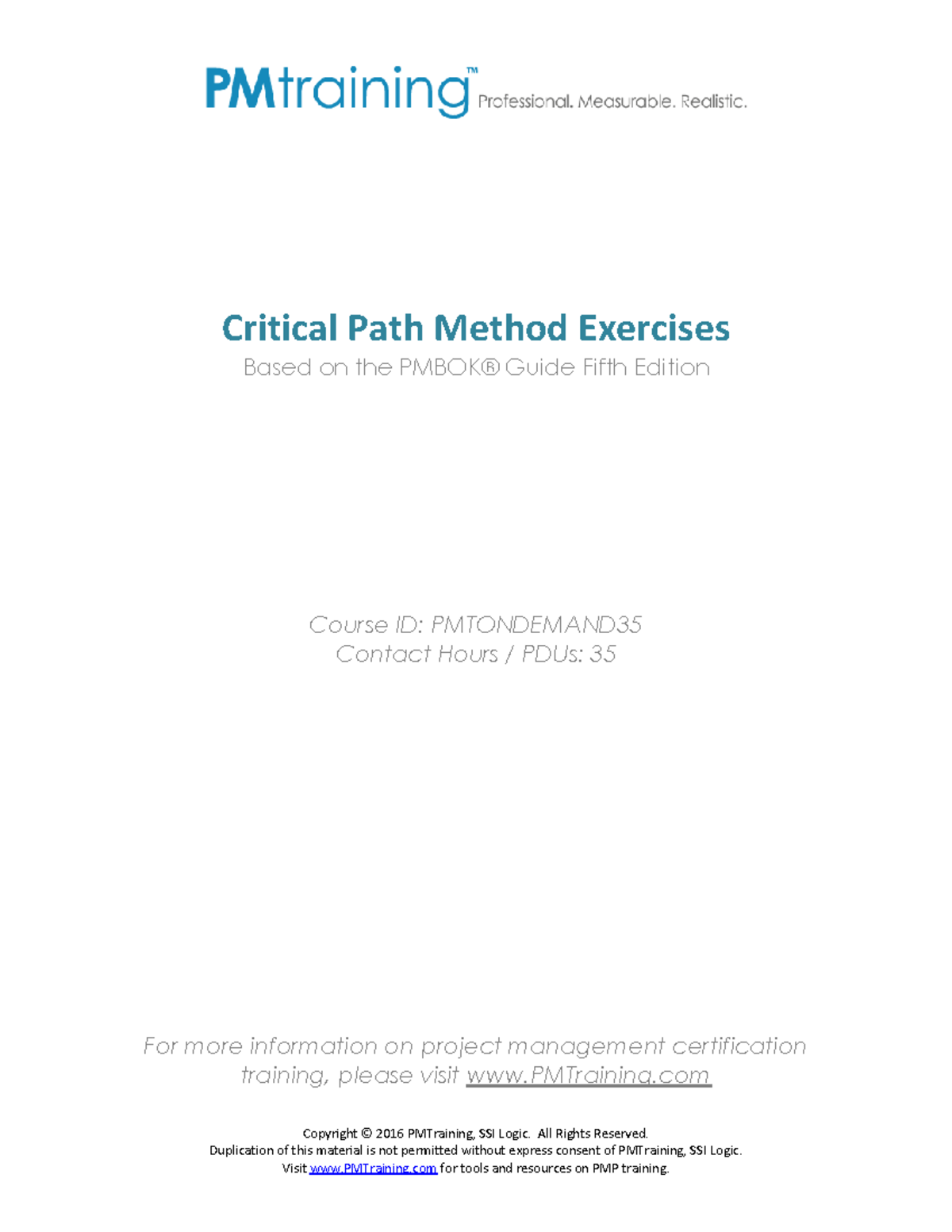 PMP PMTONDEMAND Critical Path Method Practice Exercises and Solutions ...