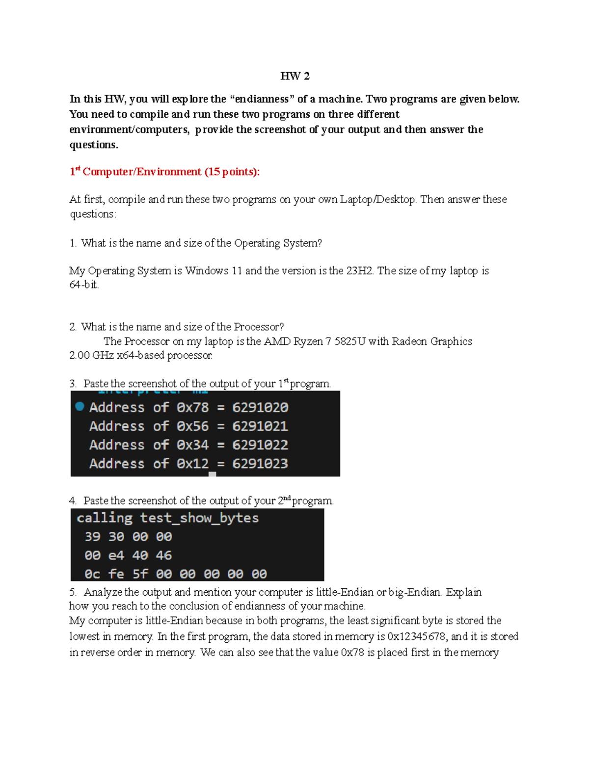 HW 2: Exploring Machine Endianness and OS Details - Studocu