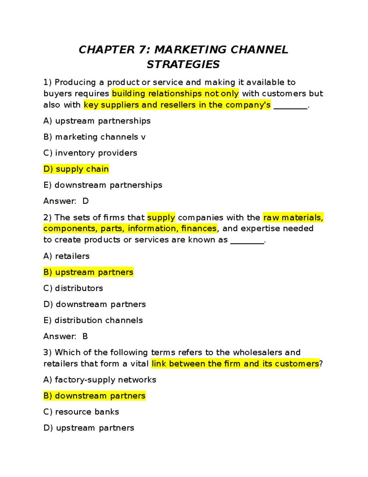 CHAP 7 - Marketing Channel Strategies for English Exam - Studocu