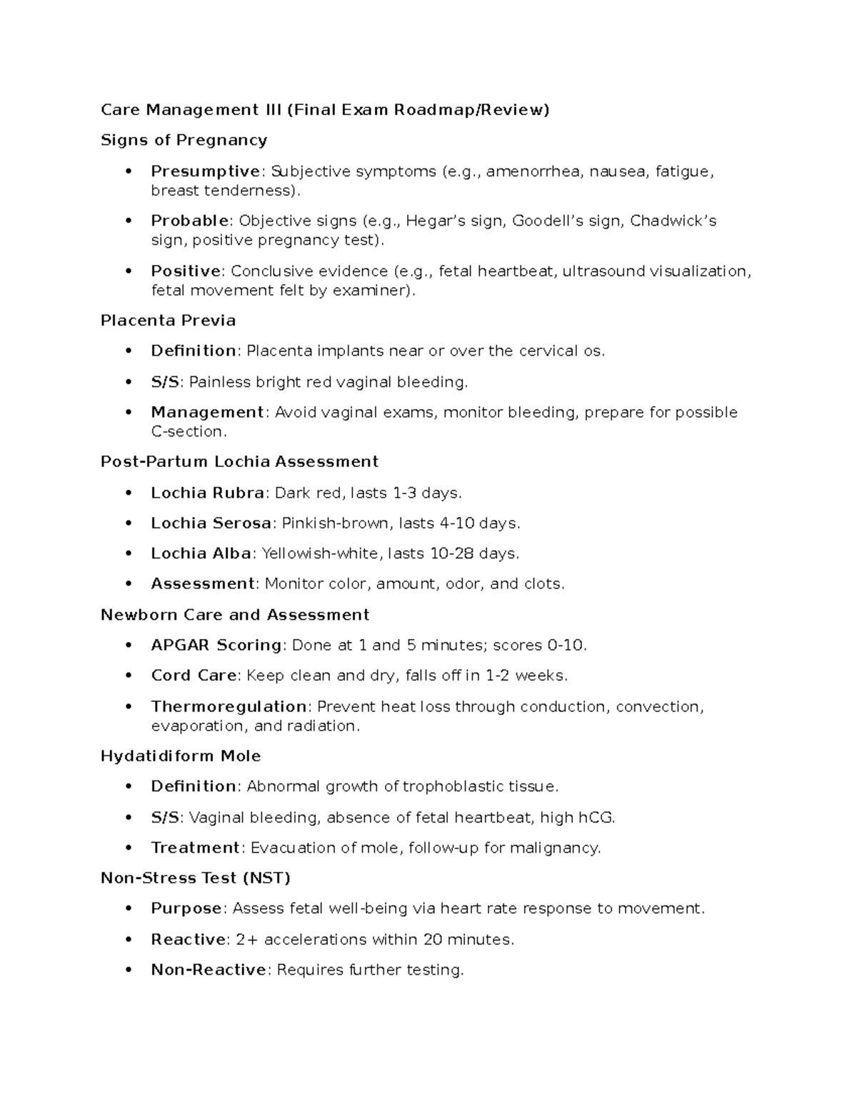 CM III Final Exam Study Guide: Key Topics & Concepts - Studocu