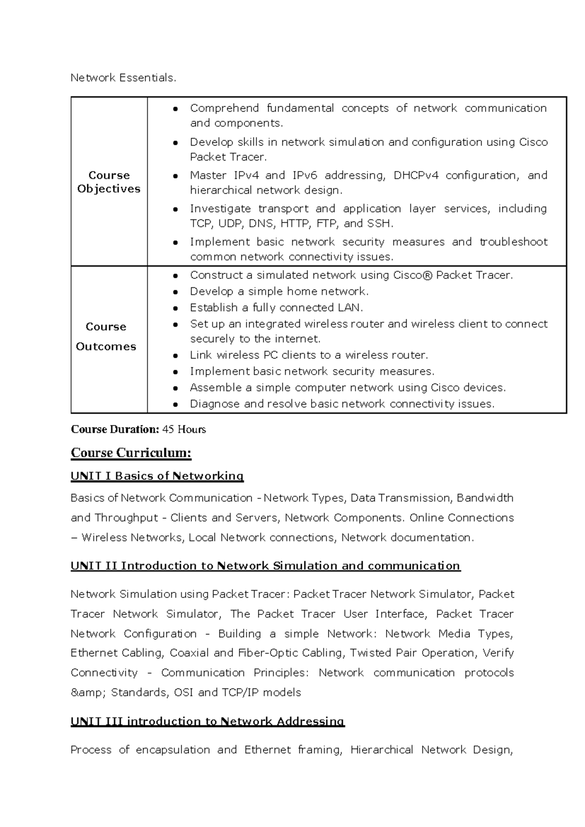 Network Essentials (Course Code: NE101) - Comprehensive Guide - Studocu