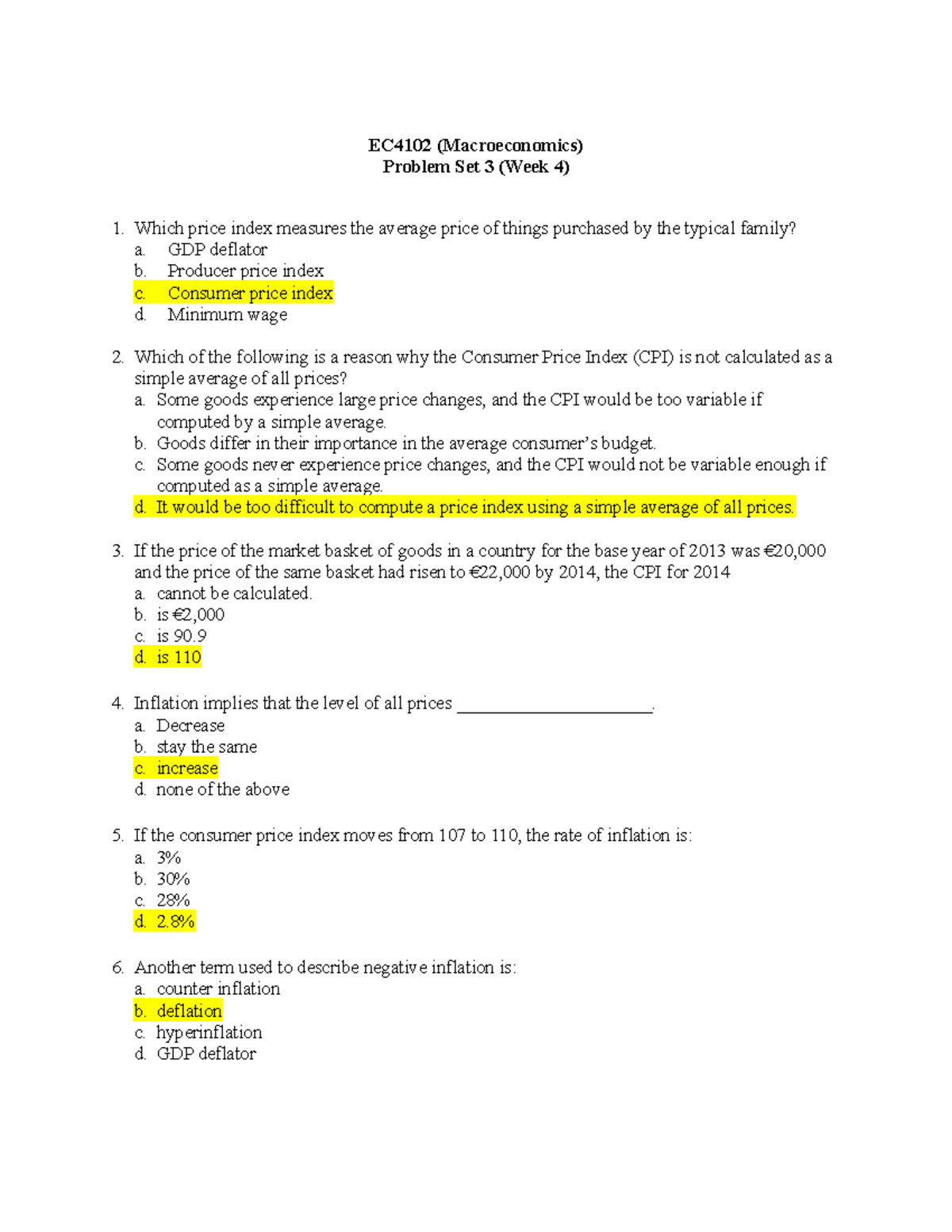 EC4102 TUT #3 - Tutorial 3 work - EC4102 (Macroeconomics) Problem Set 3 ...