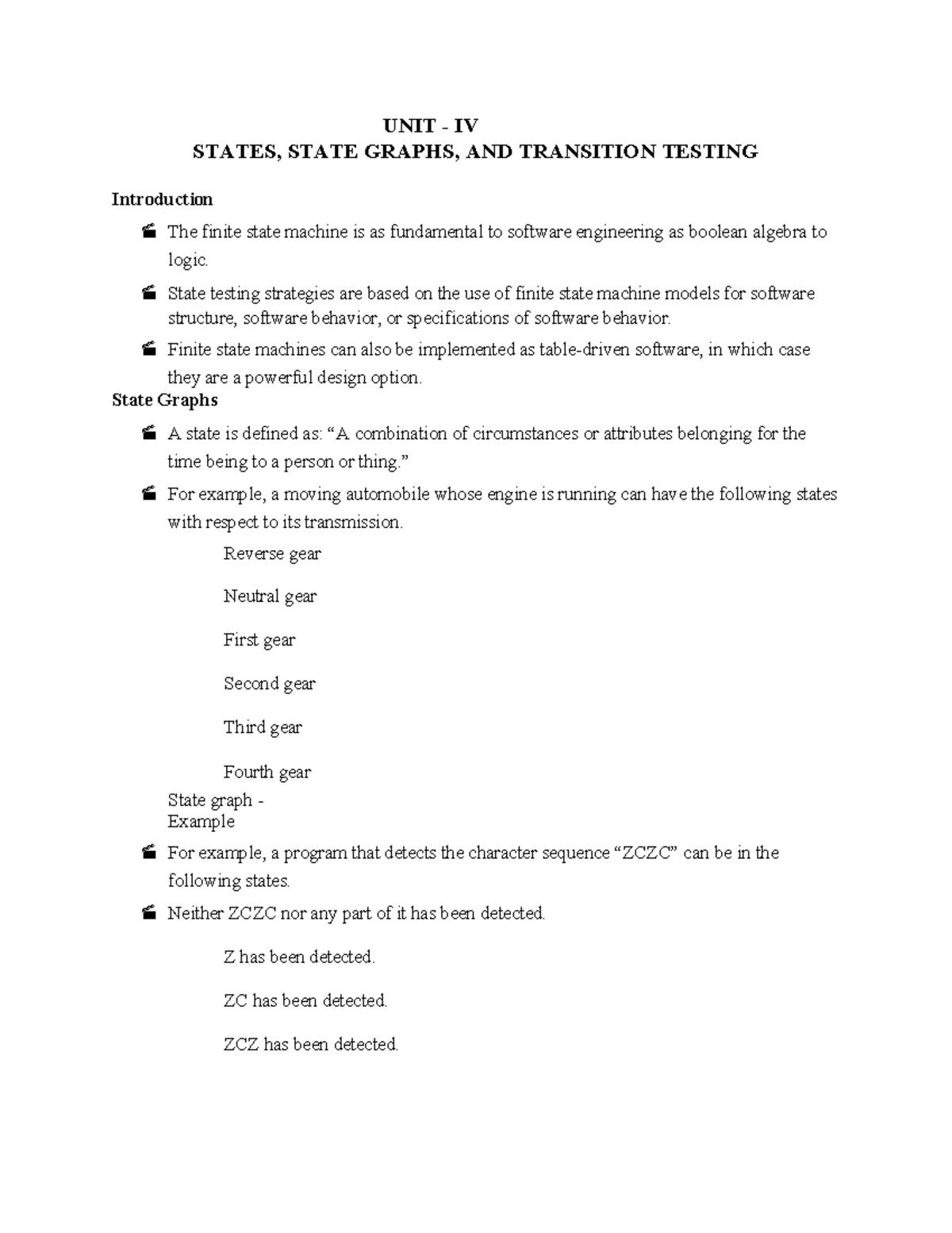 STM-UNIT-4 Transition and State Testing Concepts Notes - Studocu
