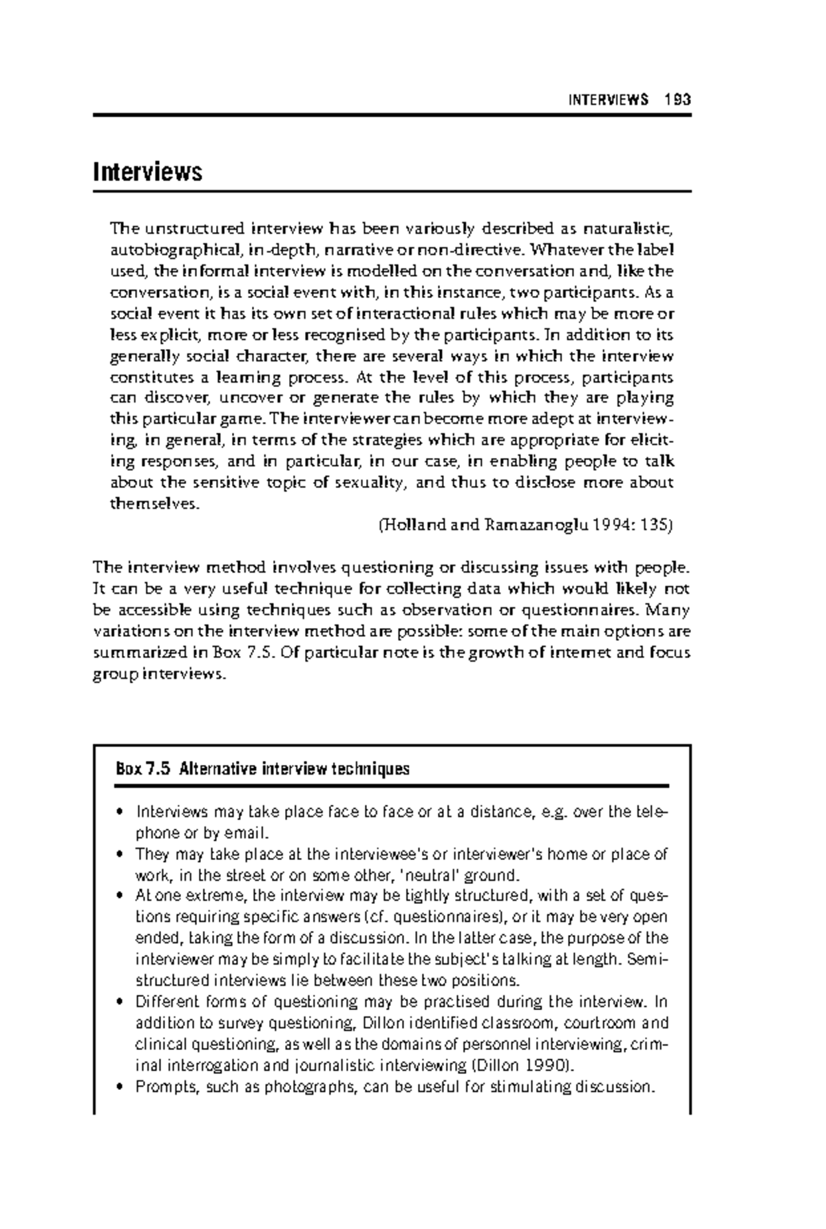 INTERVIEWS 193: Exploring Unstructured Interview Techniques in Research ...