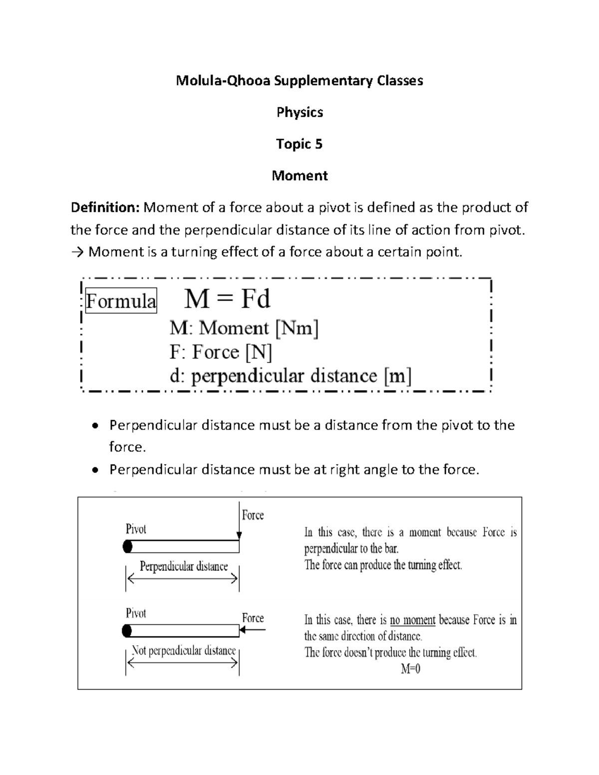 Physics Topic 6: Understanding Moments and Equilibrium Principles - Studocu