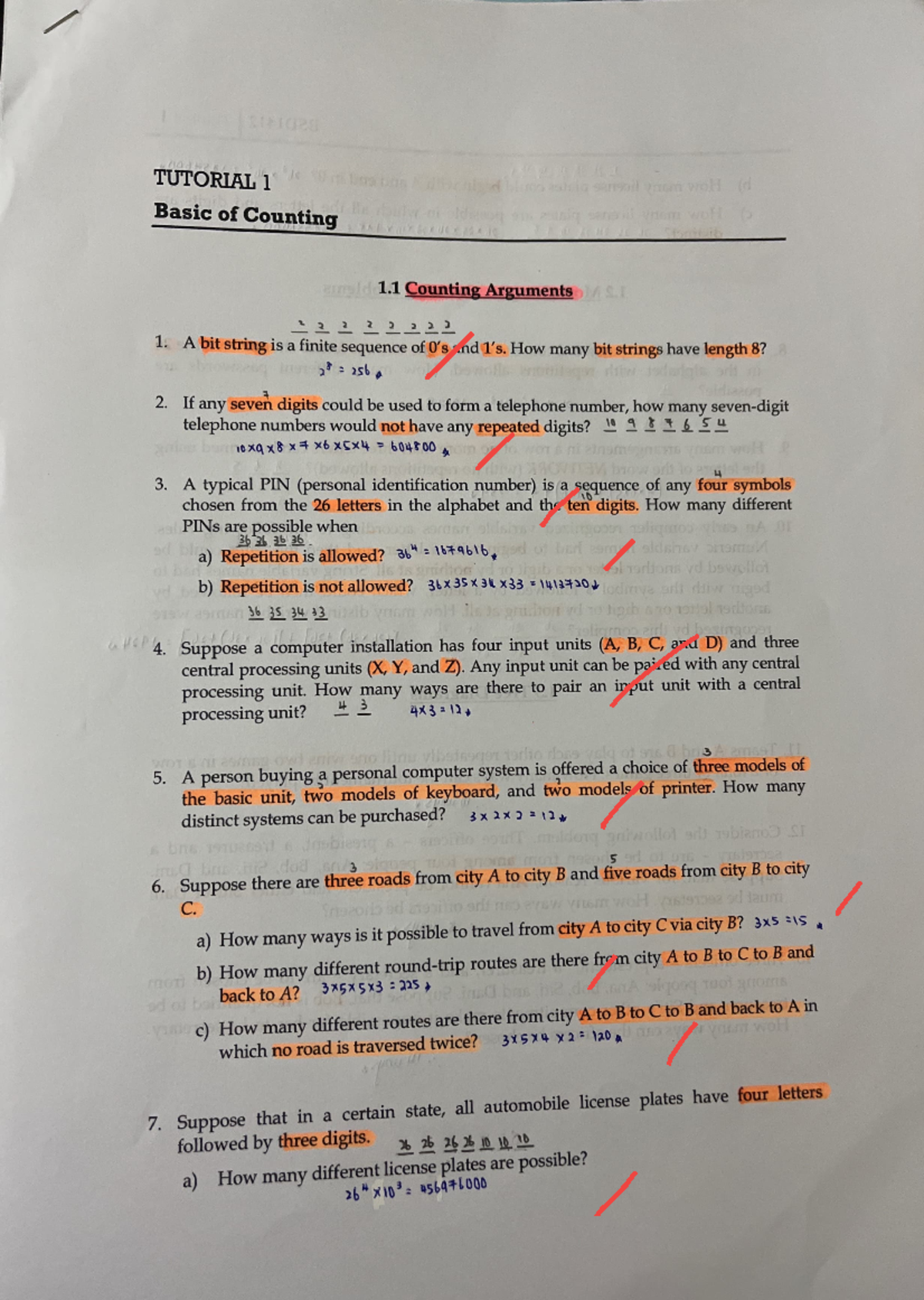 Sample W1 - Ans tutorial week 1 chapter 1 basis of counting. subtopic 1 ...