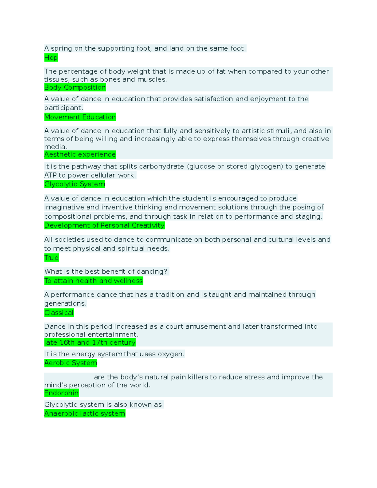 Physical Education - Path Fitness 3 (Assignment, Quiz, and final output ...