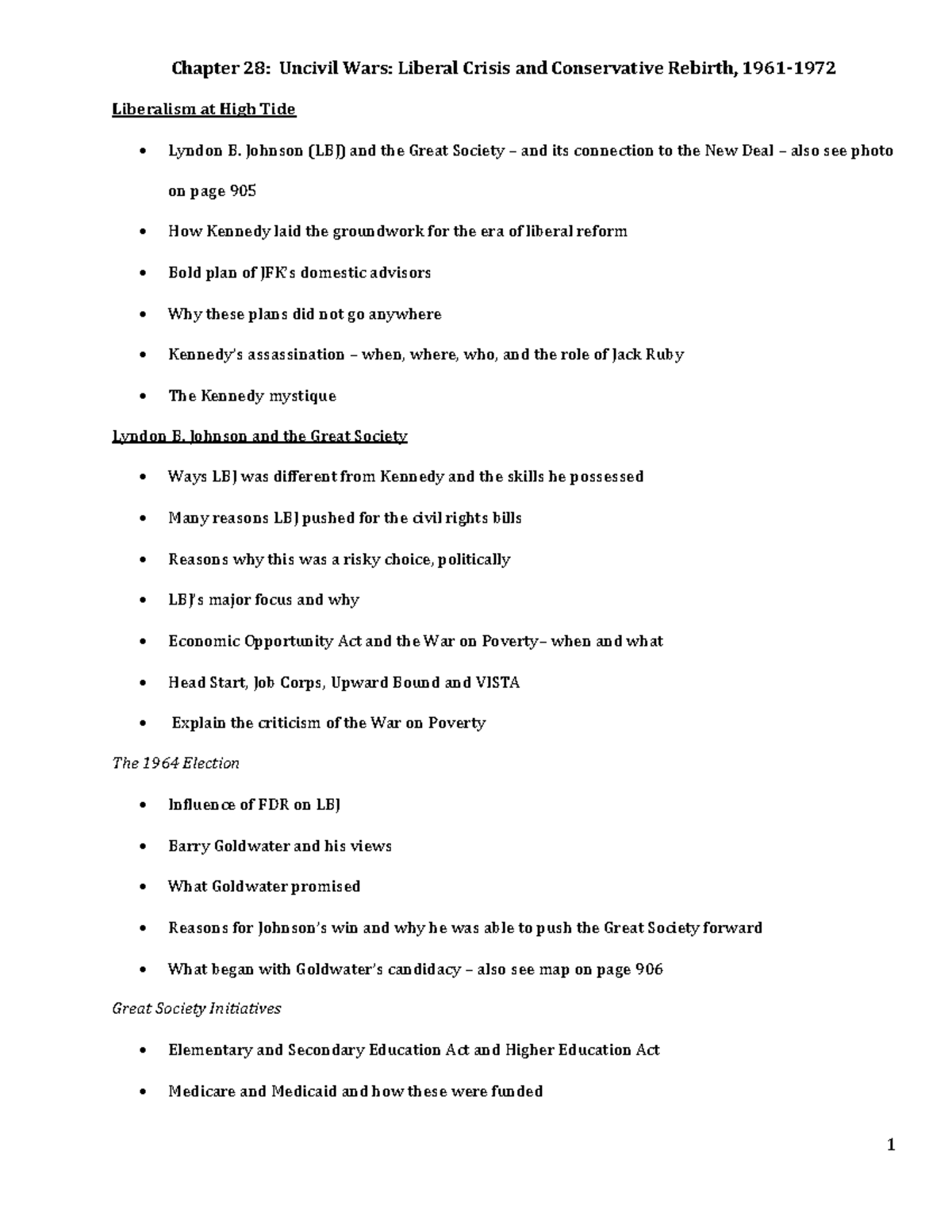 AH Chapter 28 - Uncivil Wars: Liberal Crisis and Conservative Rebirth ...