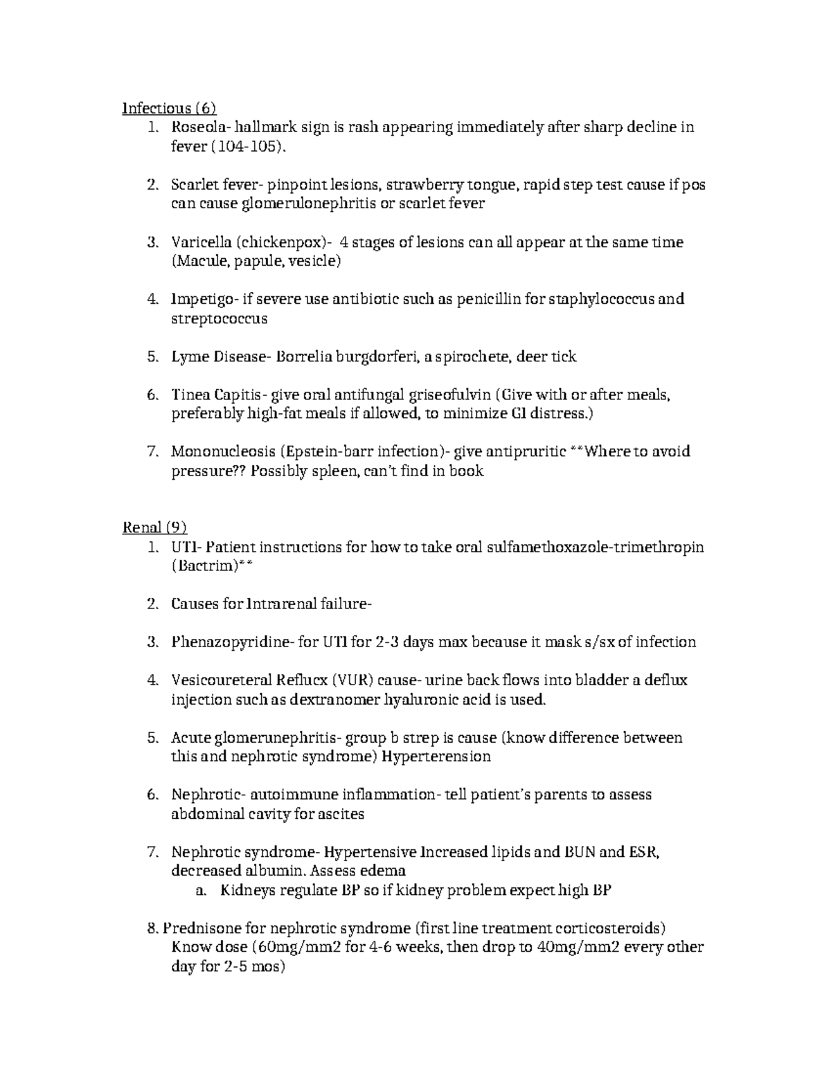 Exam 3 study guide - gen nurs - Infectious (6) 1. Roseola- hallmark ...