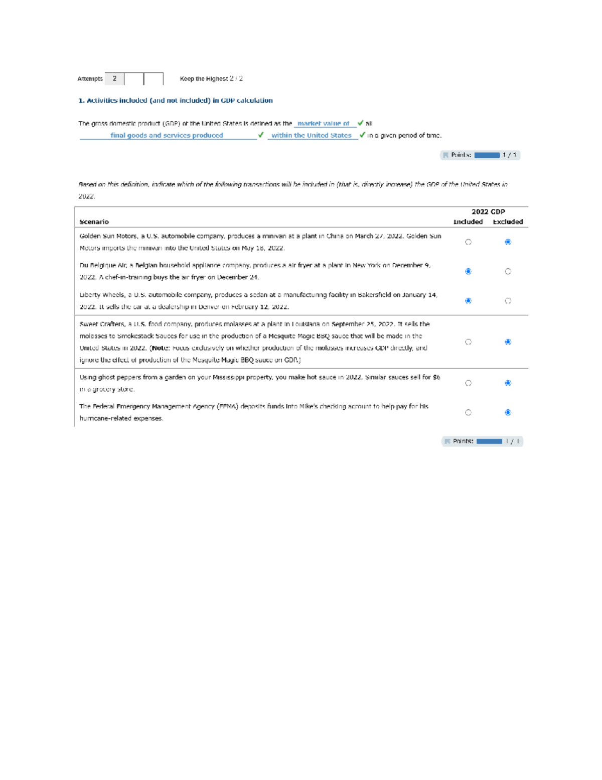 Eco 202 Module 3 GDP Analysis Quiz: Examining Included & Excluded ...