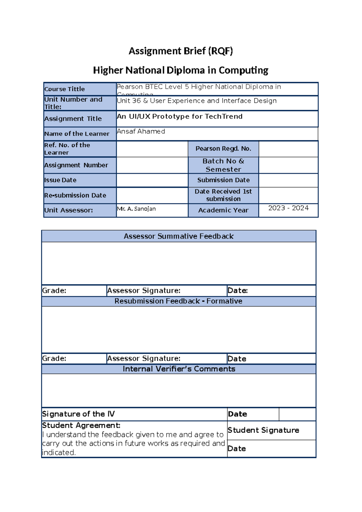 HND Computing Unit 36: UI/UX Design Assignment by Ansaf Ahamed - Studocu
