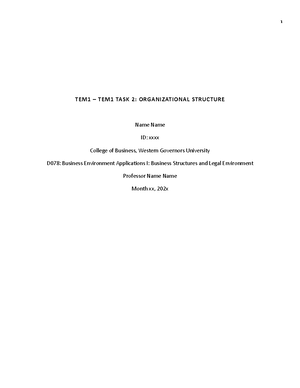 D078 task 2 - WGU D078 task 2 - A1. The legal entity that fits this ...