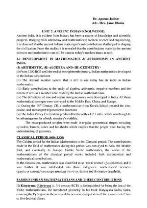 IKS Unit I - Revised Syllabus - UNIT 1: OVERVIEW OF INDIAN KNOWLEDGE ...