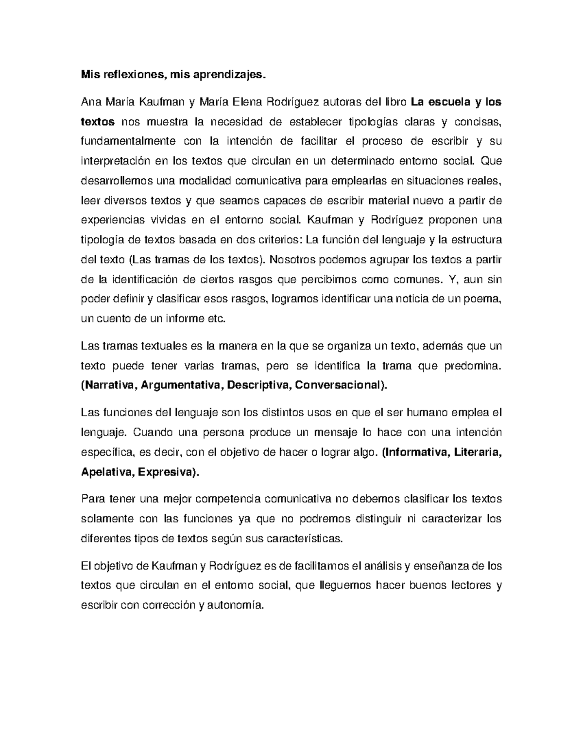 Reflexiones sobre Tipologías Textuales y Aprendizajes en Comunicación ...