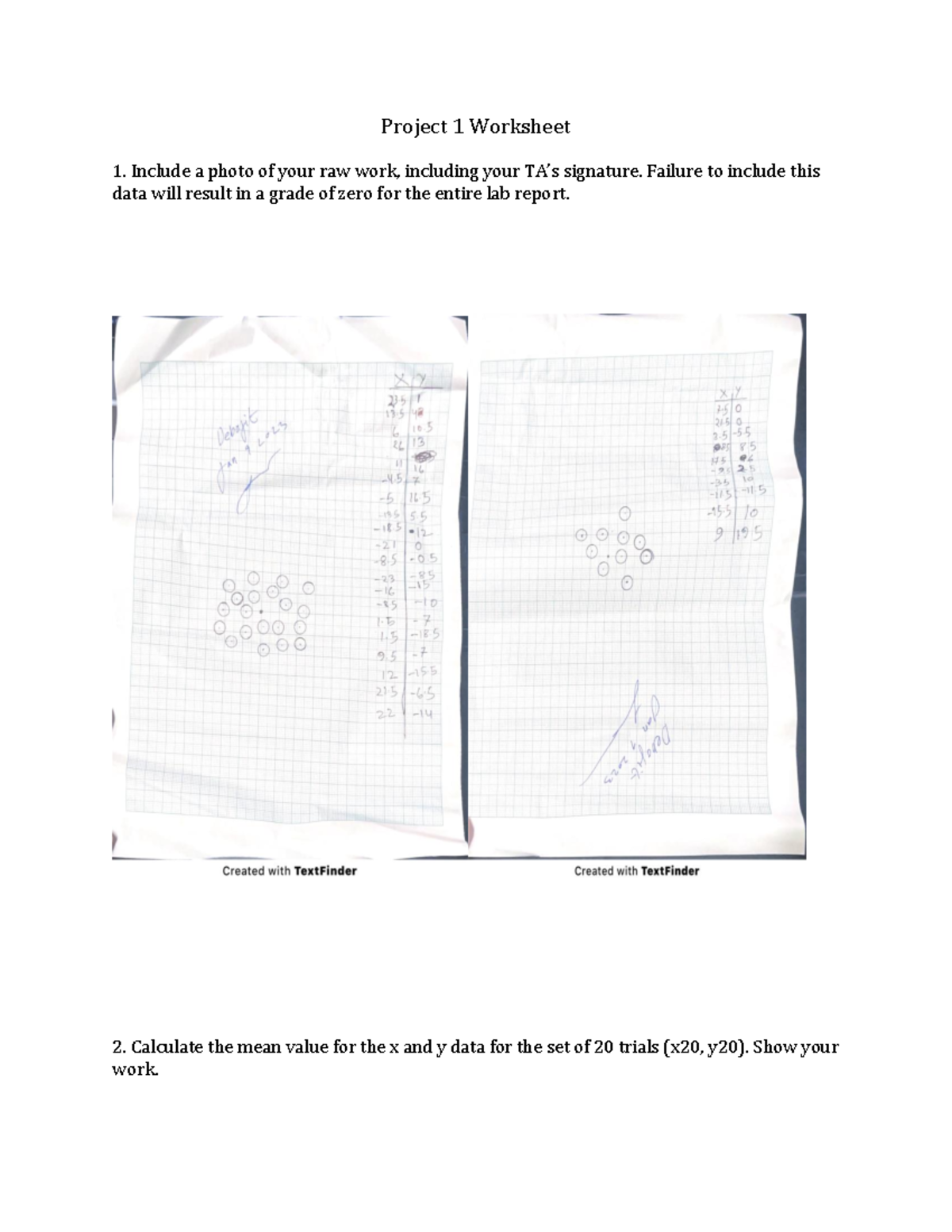 Phys110 - Project 1 Worksheet 1: Data Analysis & Uncertainty Evaluation ...