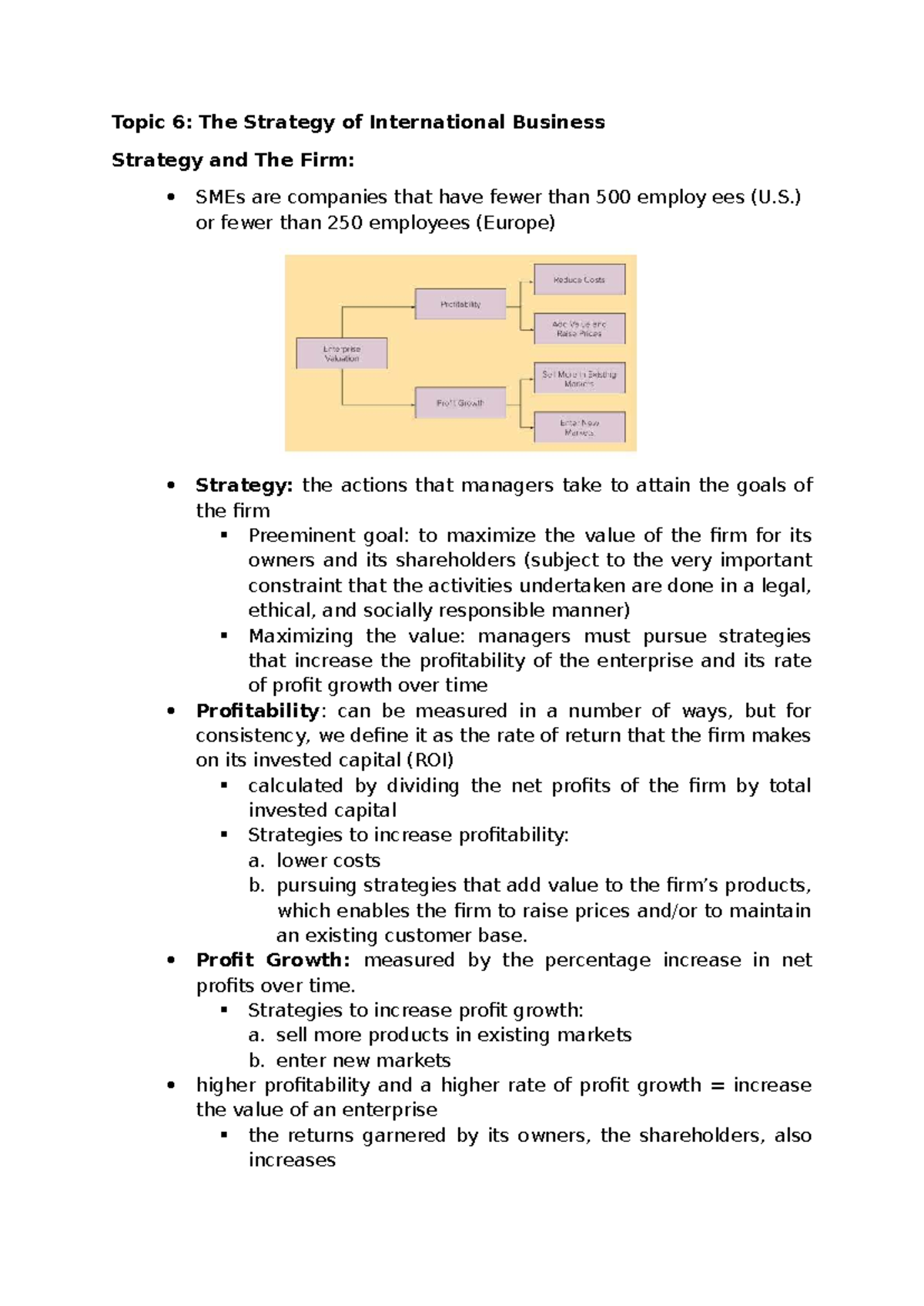 Topic 6: Strategies of International Business - IBT - Studocu