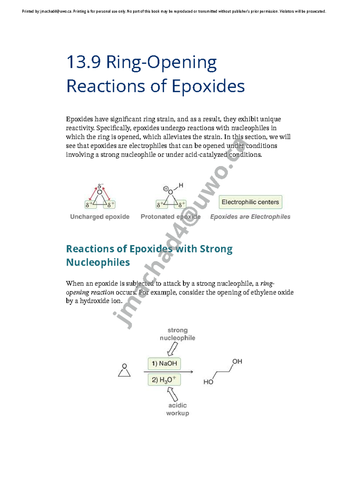13.9 Ring-Opening Reactions of Epoxides - Organic Chemistry Notes - Studocu